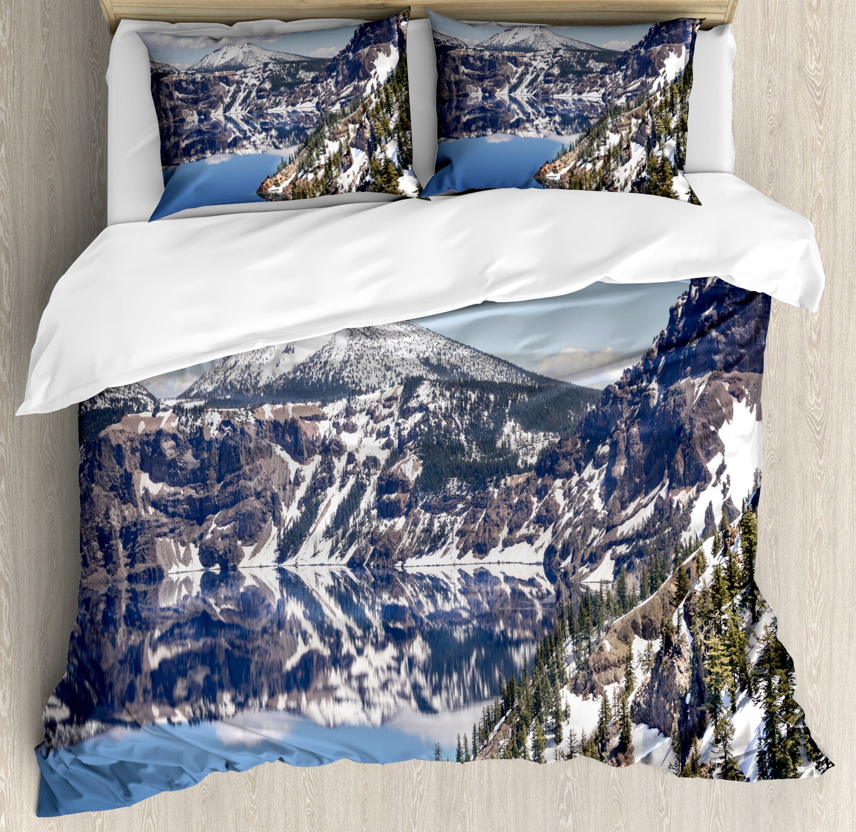 Nature Scene Duvet Cover Set, Wild Natural Scenic View of Reflections ...