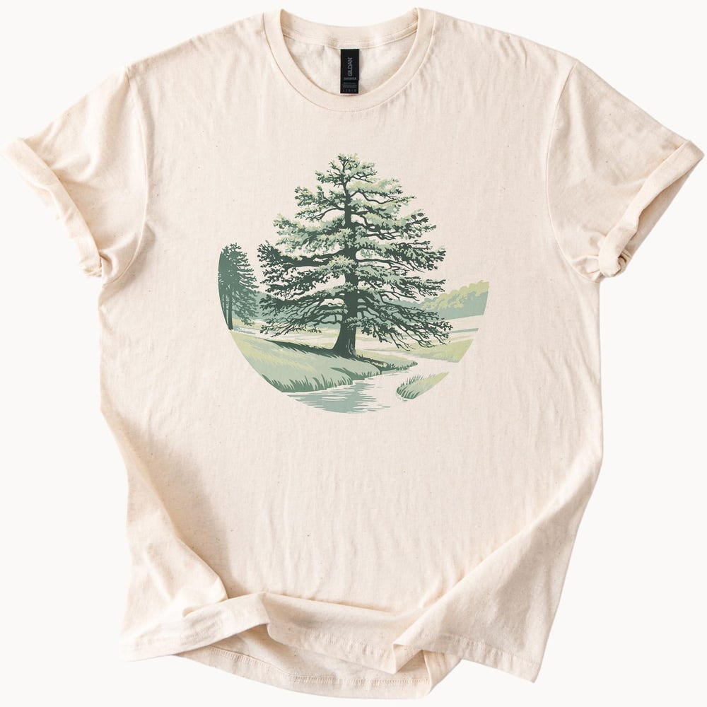 Nature Scene T Shirt River Tree Graphic Tee Outdoors Lover Gift ...