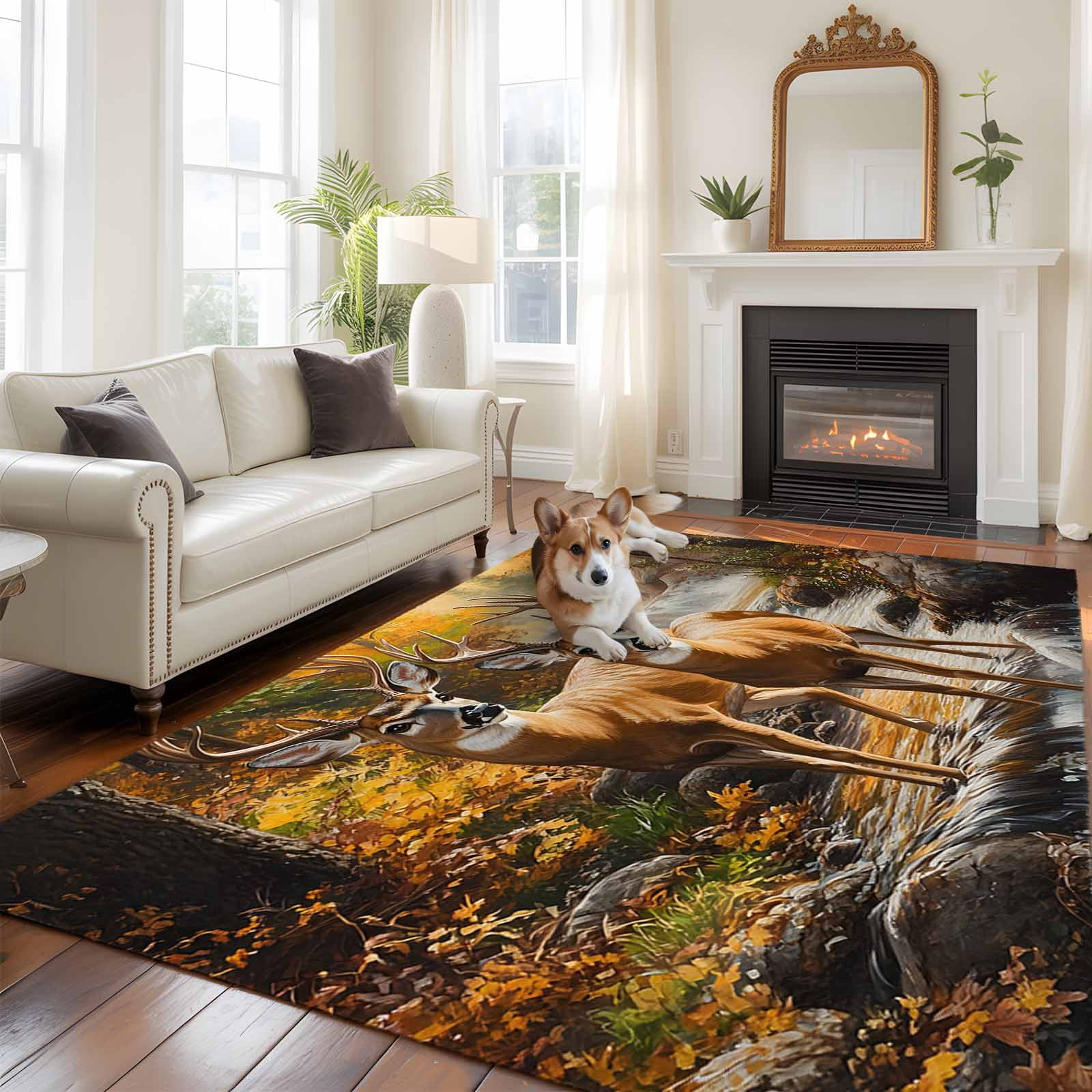 Nature Scenery 5x8 Rug for Bedroom Under Queen Bed Placement, Forest ...