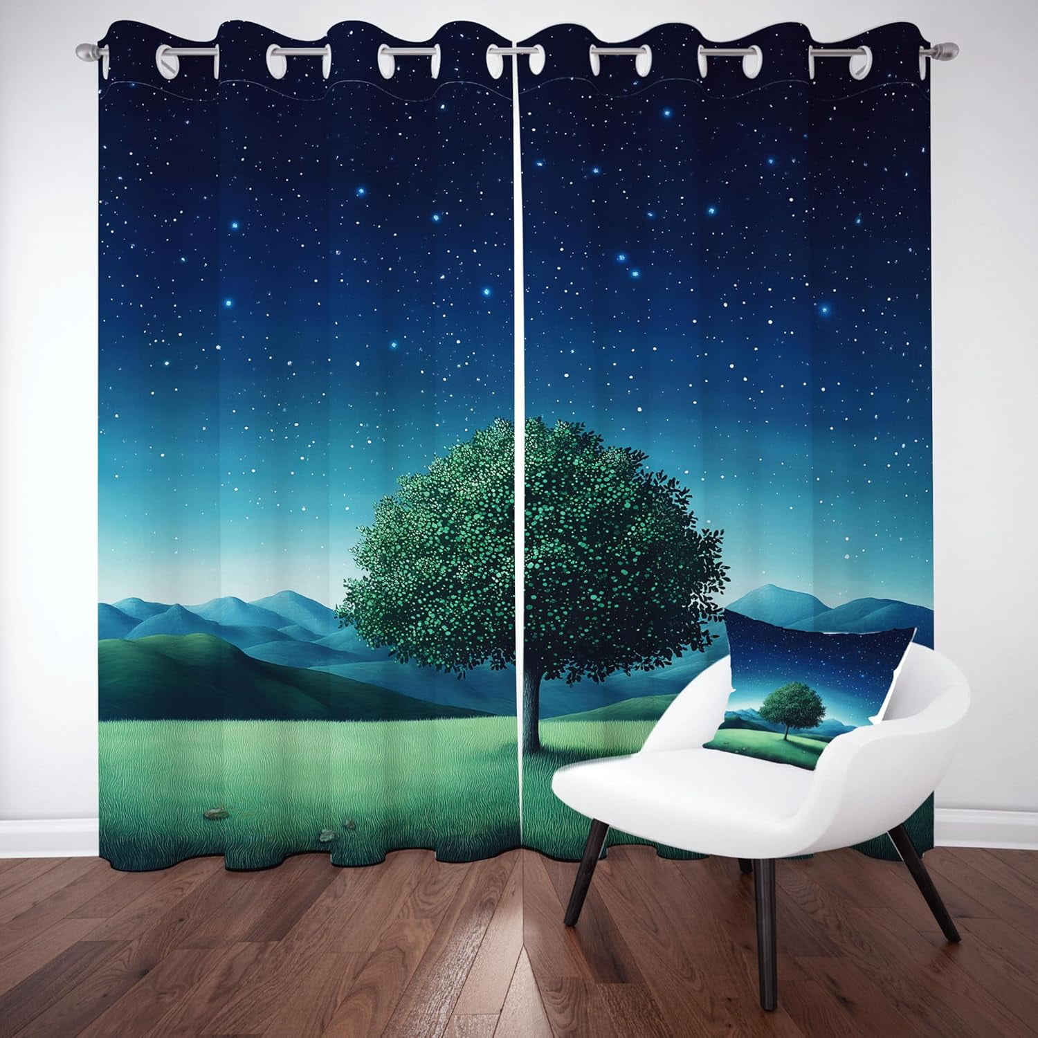 Nature Scenery Blackout Curtains For Bedroom, Tree Of Life Grommets Curtains Room Darkening ...