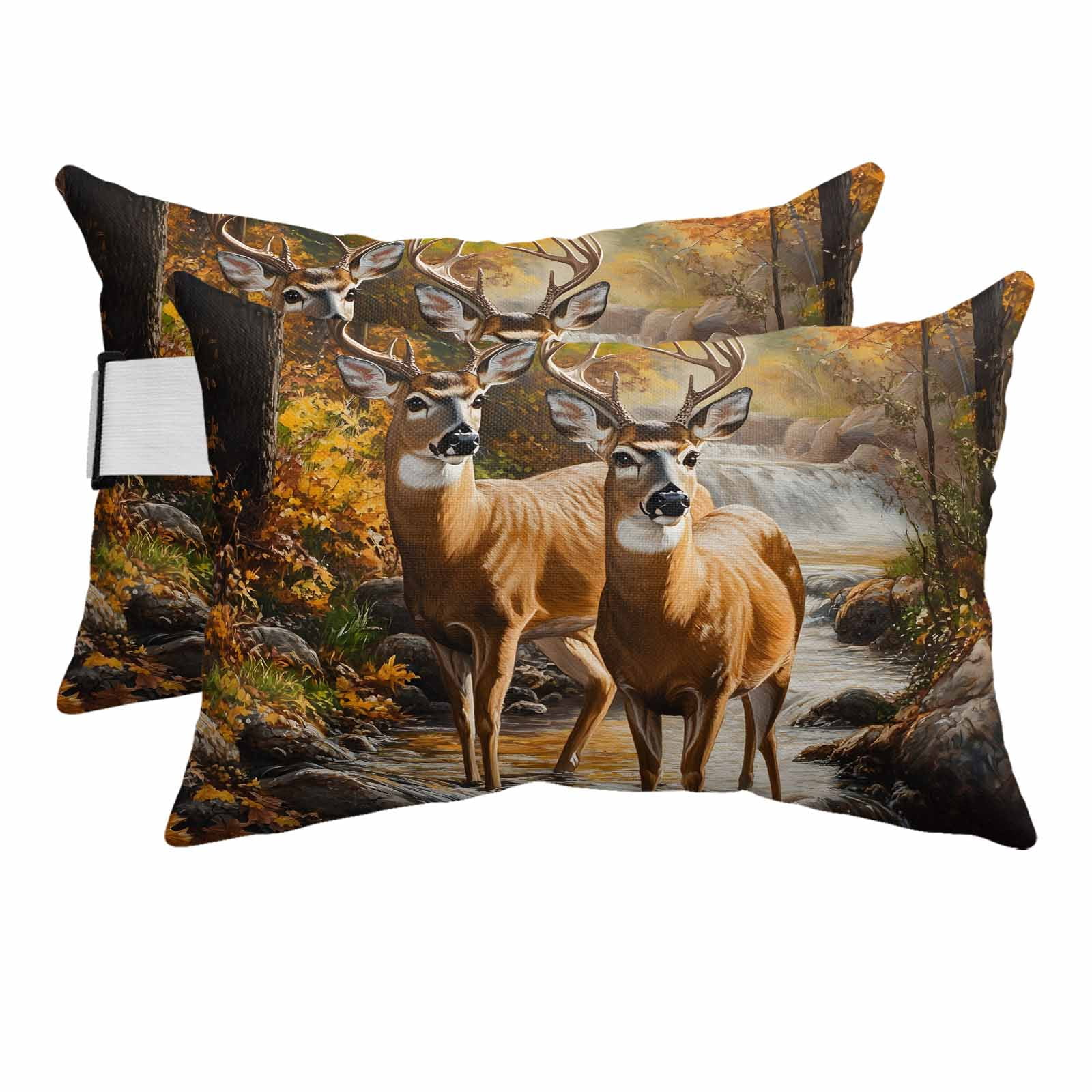 Nature Scenery Outdoor Chaise Lounge Pillows Forest Animal Deer ...