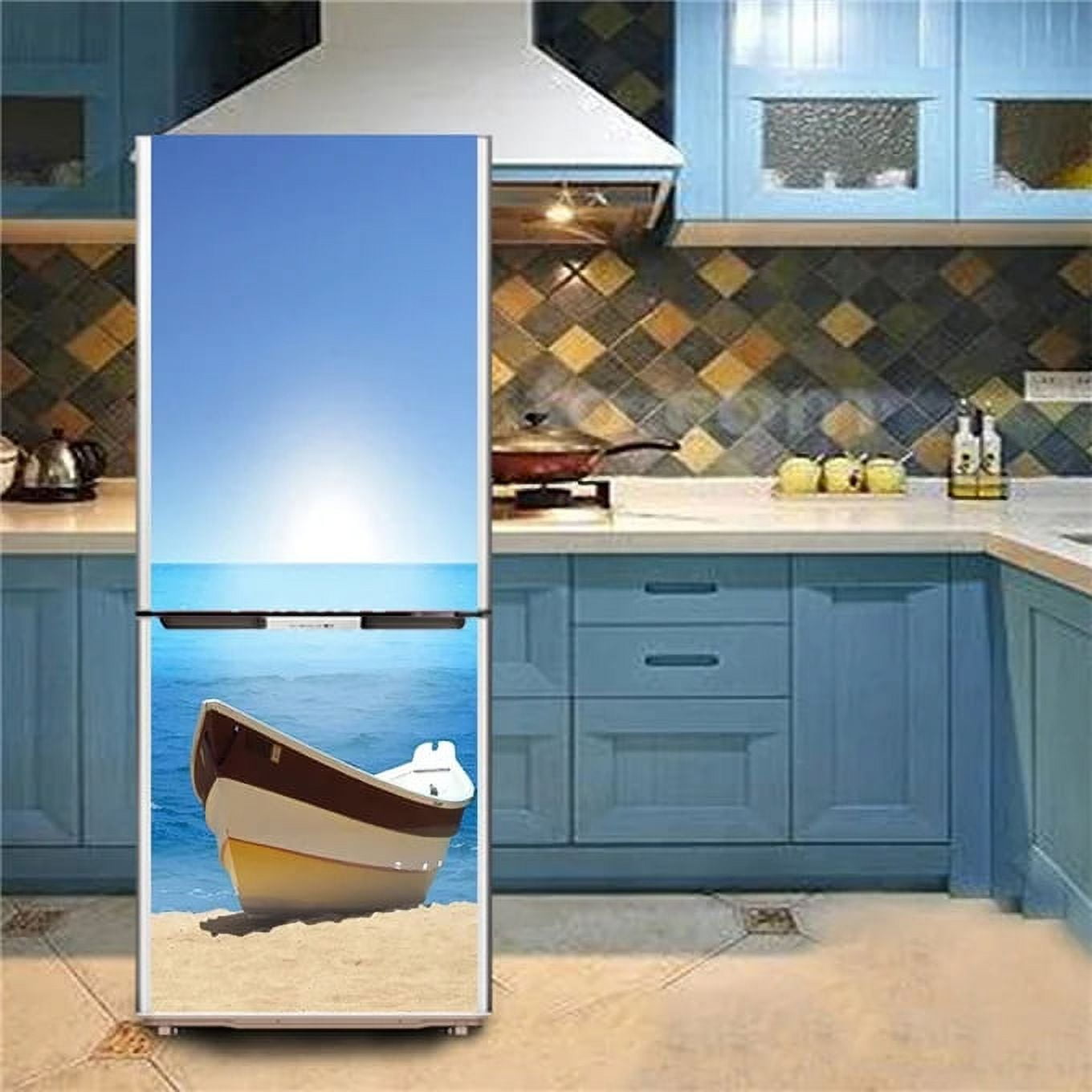 Nature Scenery Sea Beach Refrigerator Sticker Waterproof Self Adhesive ...