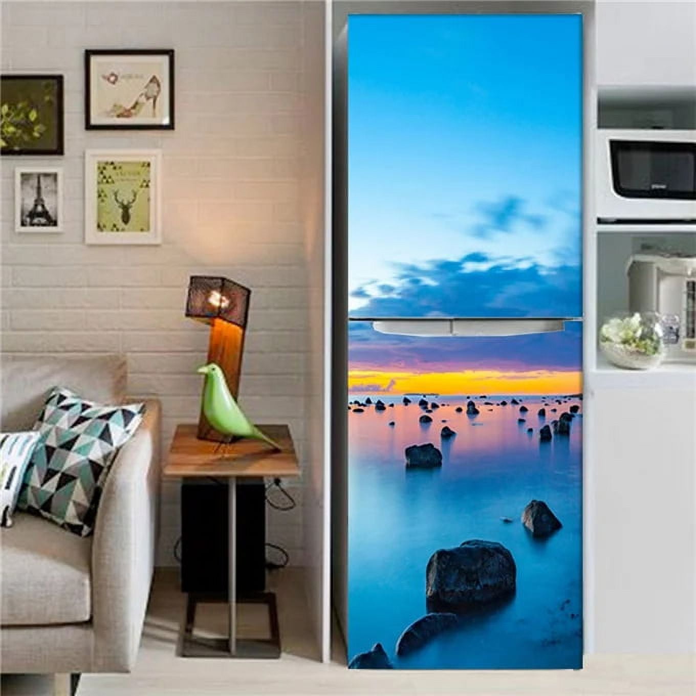 Nature Scenery Sea Beach Refrigerator Sticker Waterproof Self Adhesive ...
