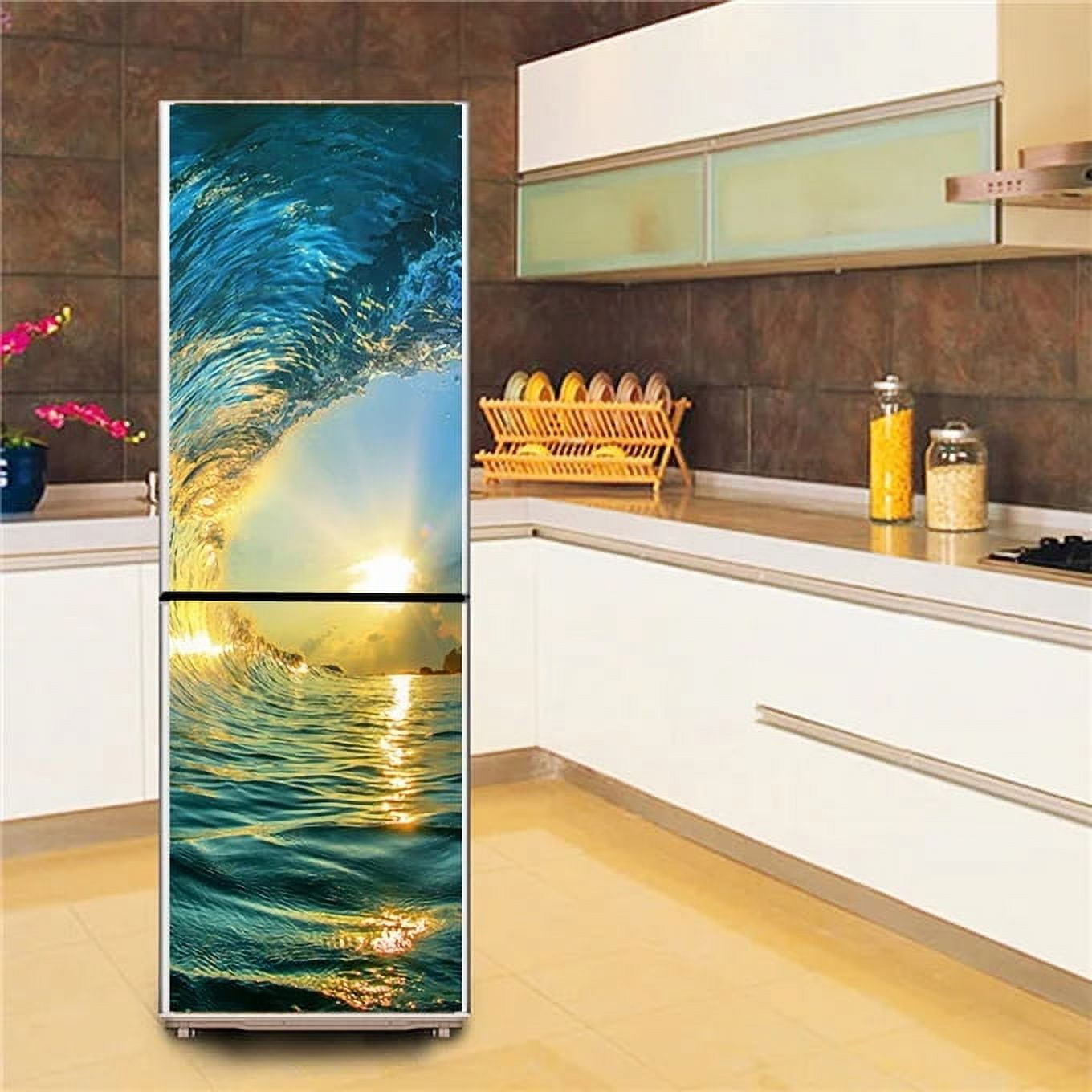 Nature Scenery Sea Beach Refrigerator Sticker Waterproof Self Adhesive ...