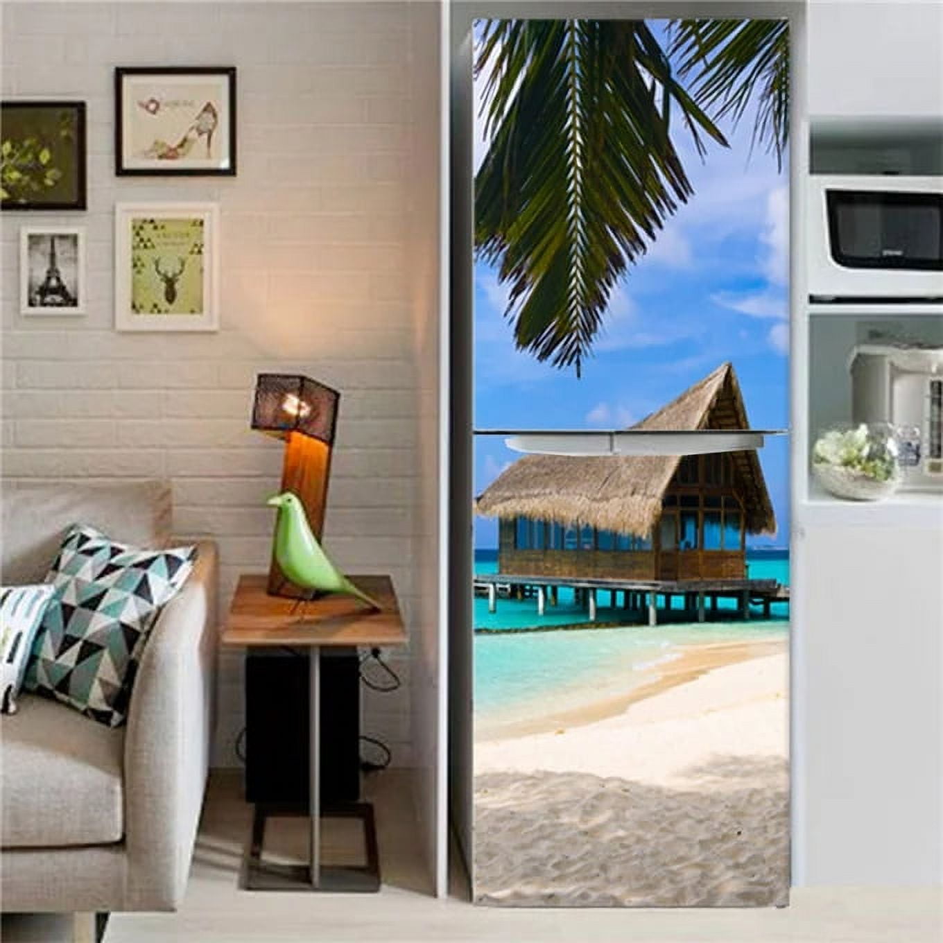 Nature Scenery Sea Beach Refrigerator Sticker Waterproof Self Adhesive ...