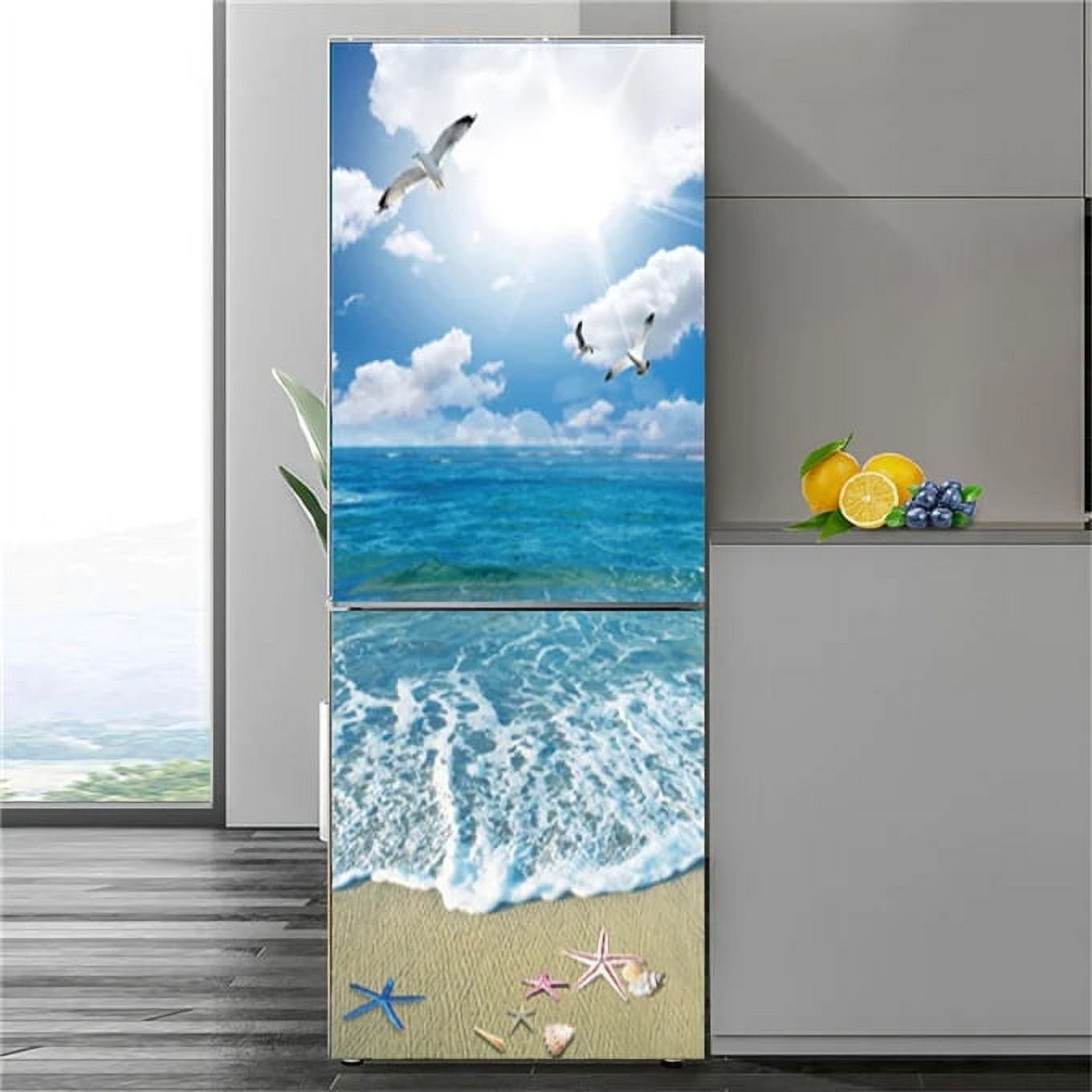 Nature Scenery Sea Beach Refrigerator Sticker Waterproof Self Adhesive ...