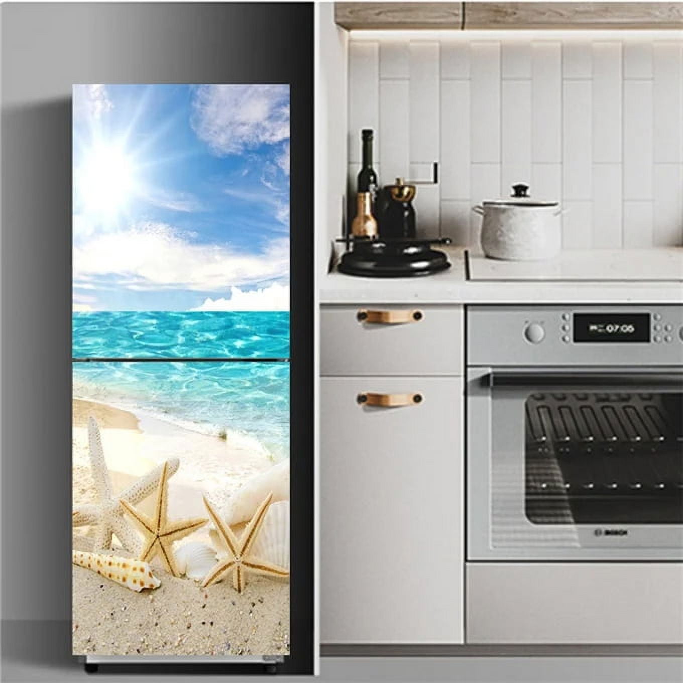 Nature Scenery Sea Beach Refrigerator Sticker Waterproof Self Adhesive ...