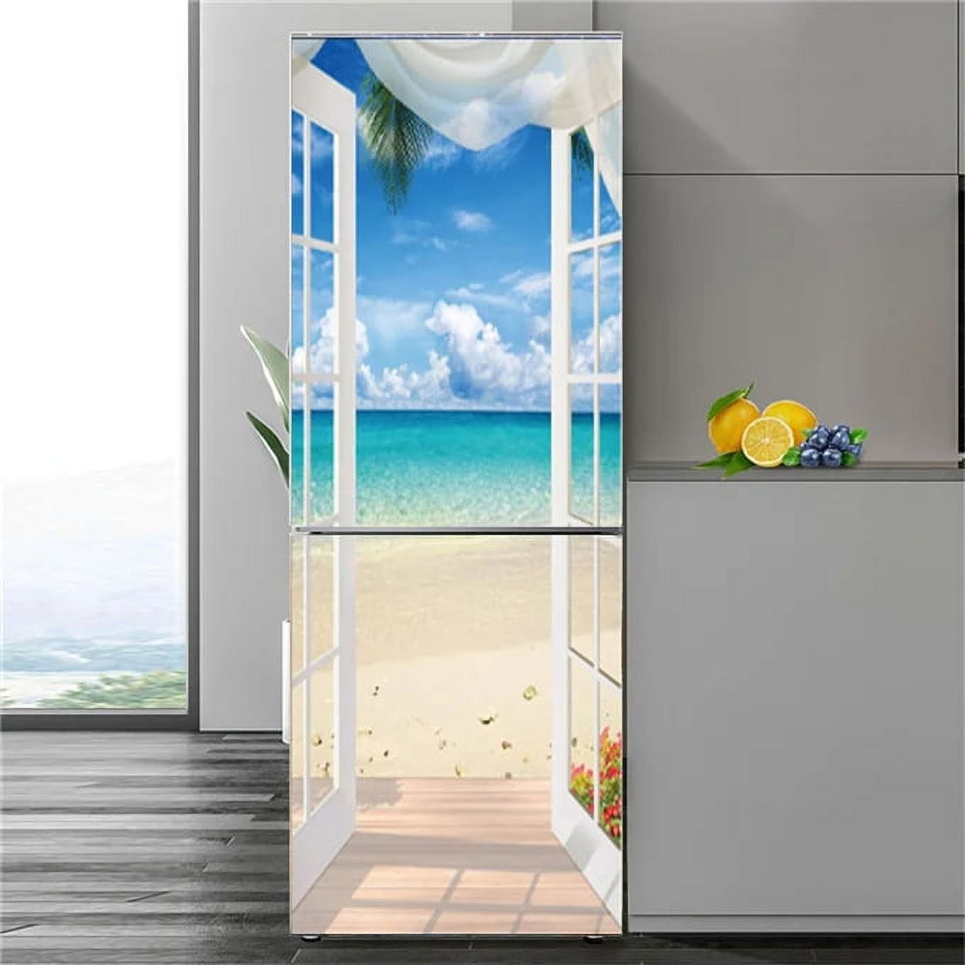 Nature Scenery Sea Beach Refrigerator Sticker Waterproof Self Adhesive ...