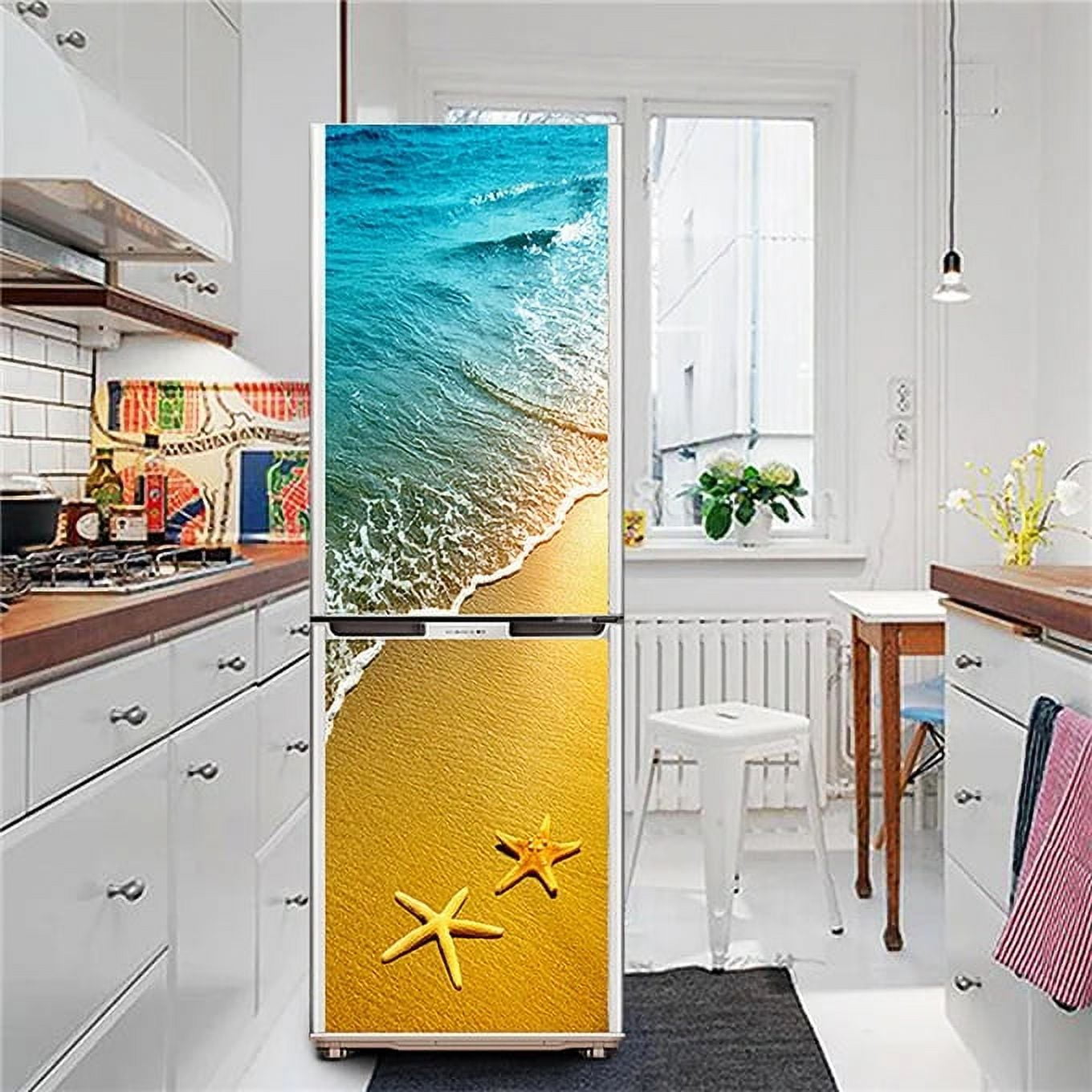 Nature Scenery Sea Beach Refrigerator Sticker Waterproof Self Adhesive ...