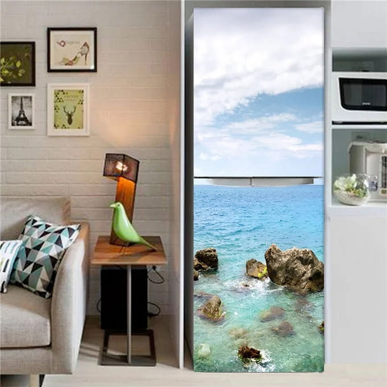 Nature Scenery Sea Beach Refrigerator Sticker Waterproof Self Adhesive ...