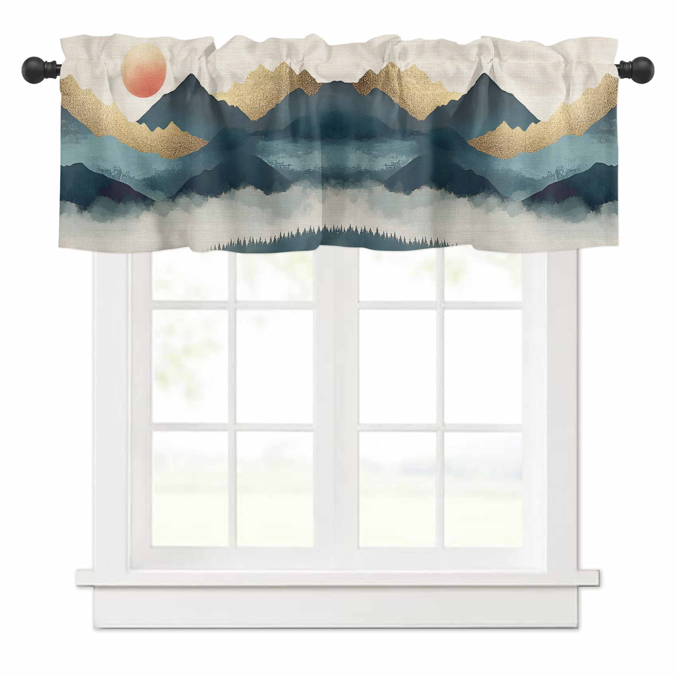 Nature Scenery Valances for Windows Forest Sun Rod Pocket Curtain ...