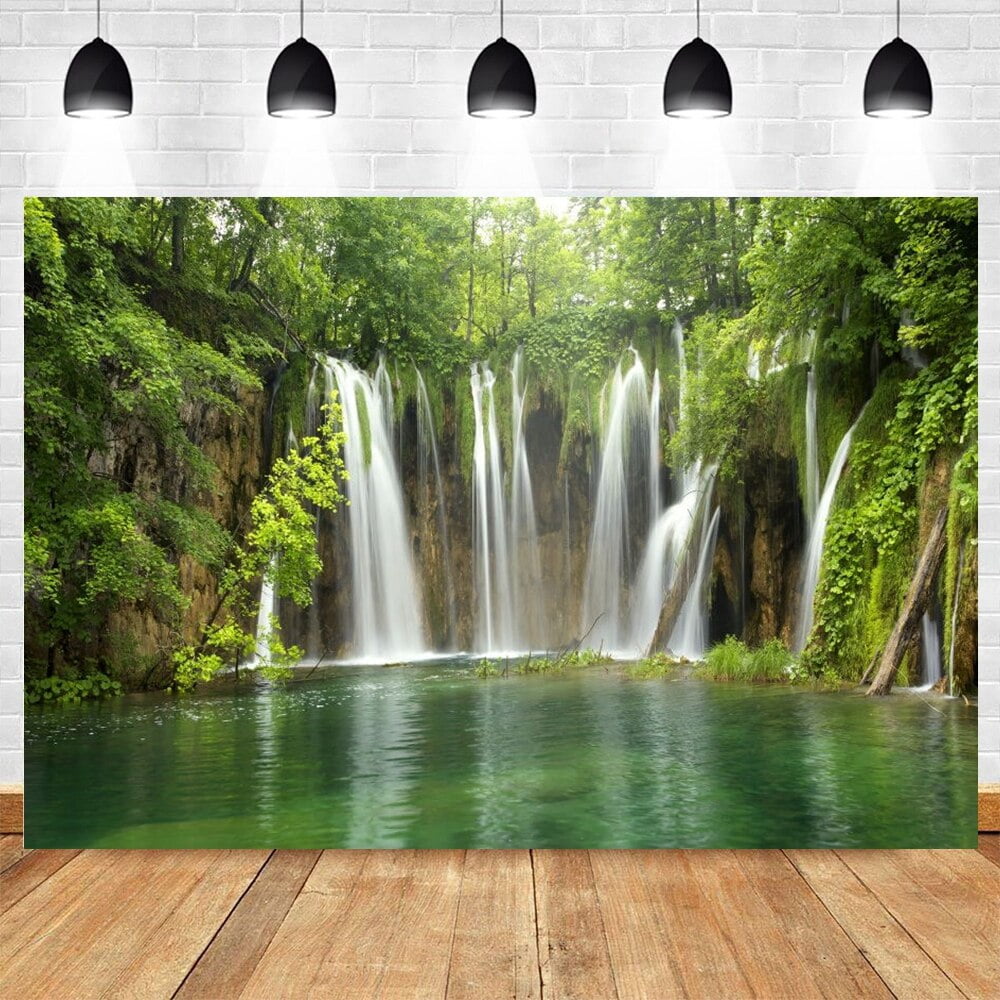 Nature Scenery Waterfall Mountain Water Spring Landscape Backdrop ...