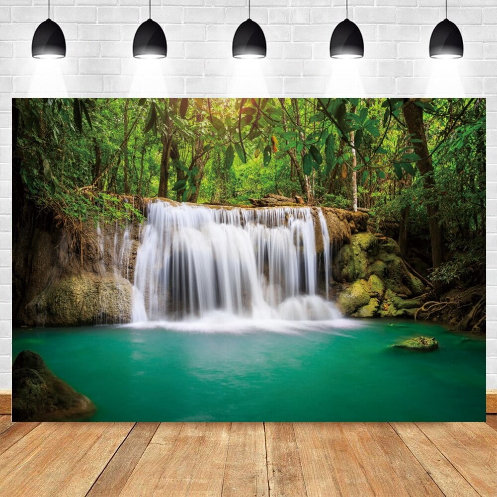 Nature Scenery Waterfall Mountain Water Spring Landscape Backdrop ...