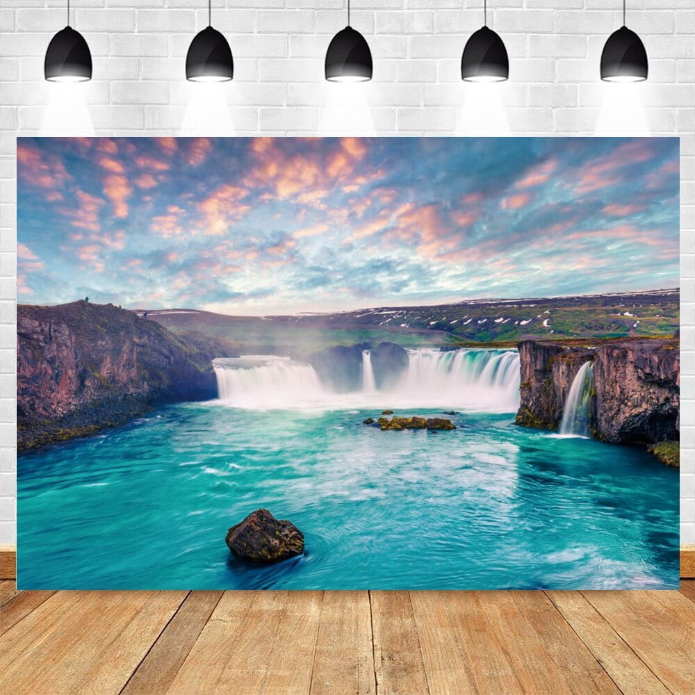 Nature Scenery Waterfall Mountain Water Spring Landscape Backdrop ...