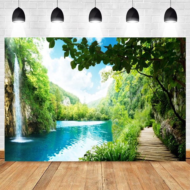 Nature Scenery Waterfall Mountain Water Spring Landscape Backdrop ...