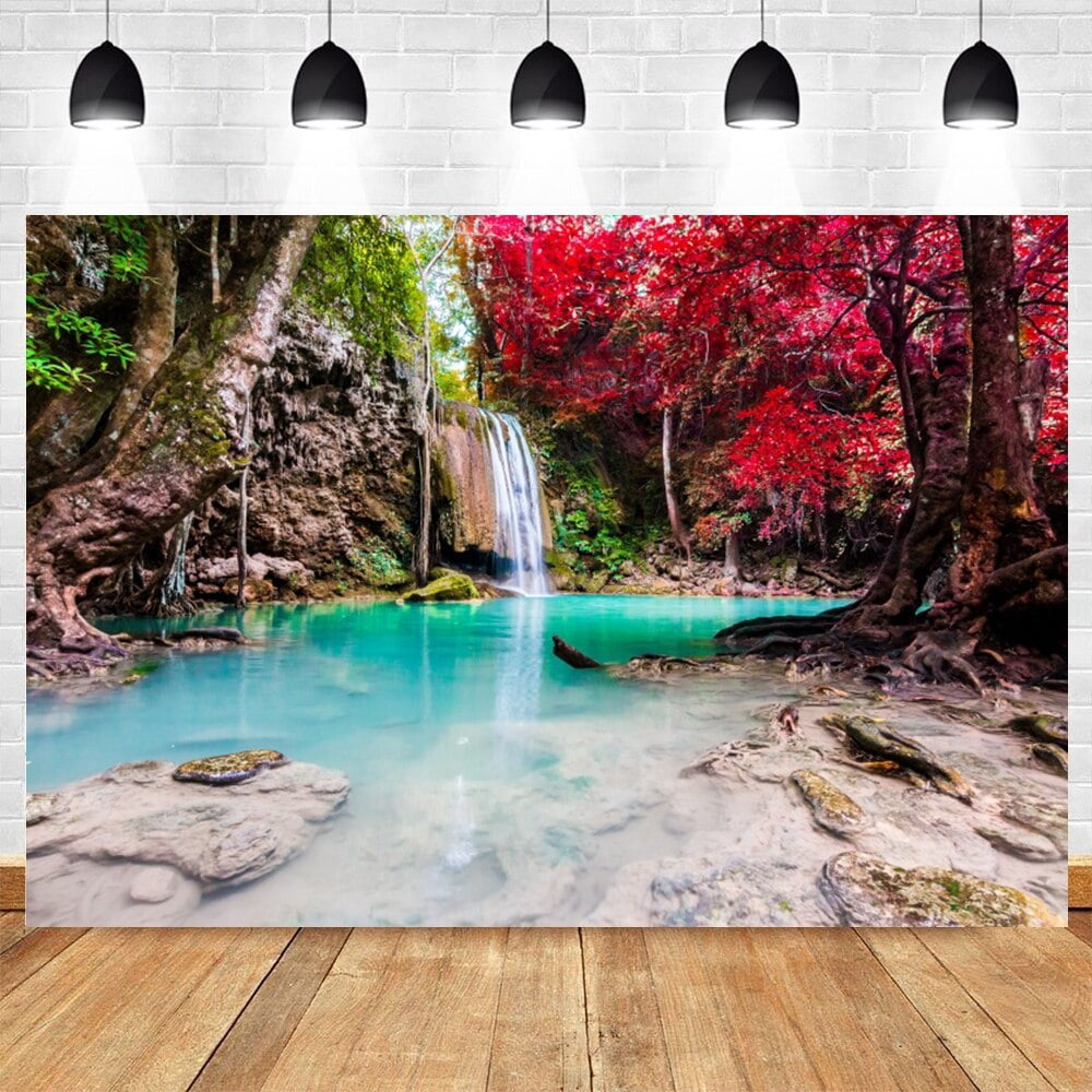 Nature Scenery Waterfall Mountain Water Spring Landscape Backdrop ...