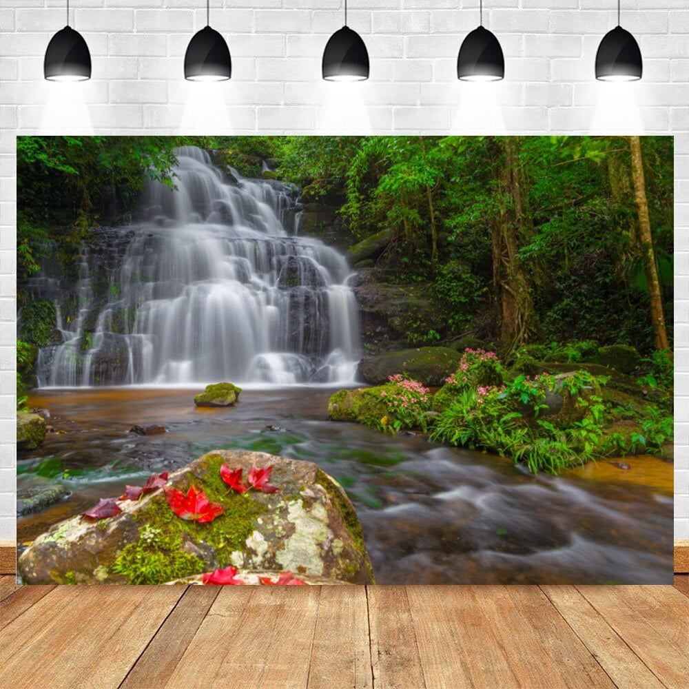 Nature Scenery Waterfall Mountain Water Spring Landscape Backdrop ...