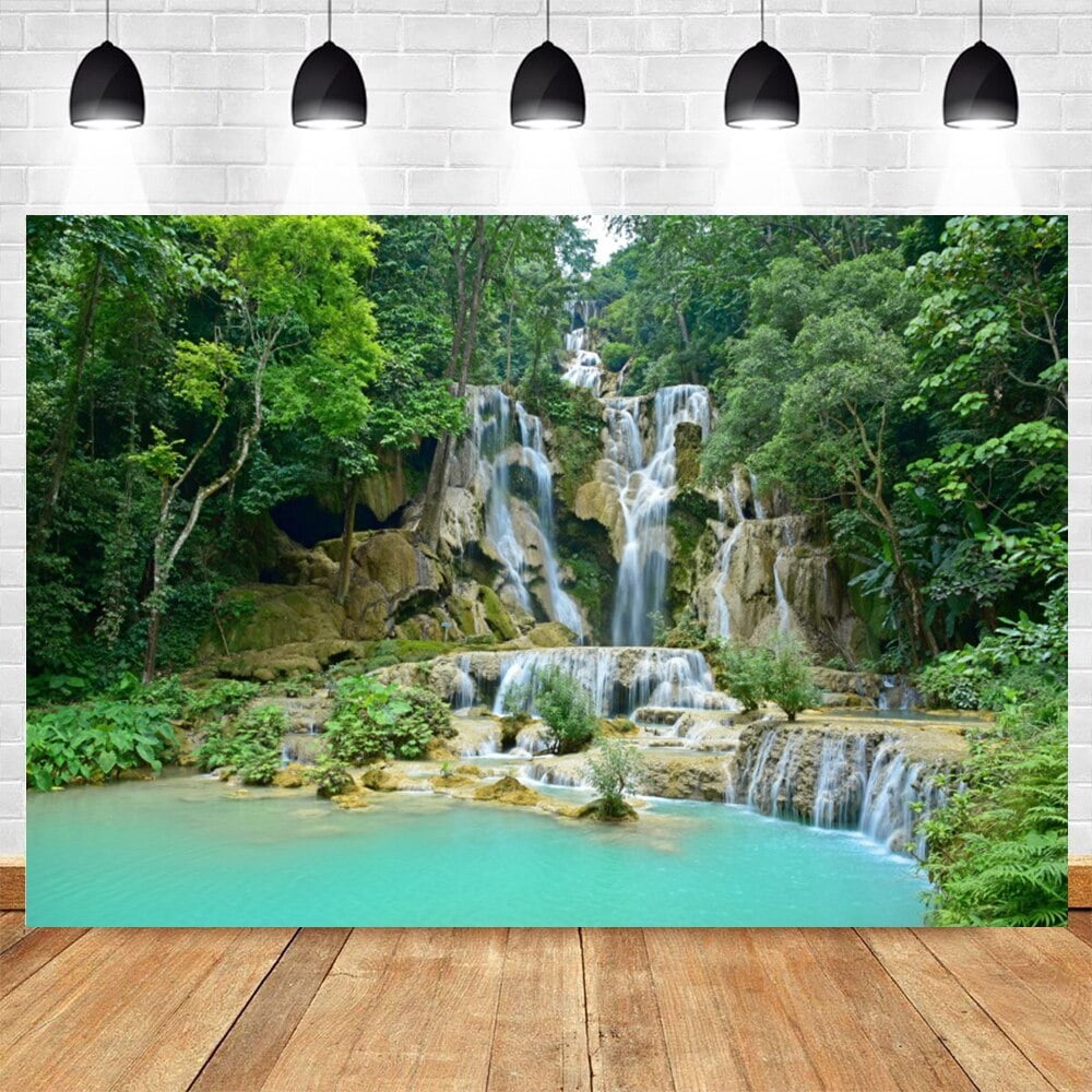 Nature Scenery Waterfall Mountain Water Spring Landscape Backdrop ...