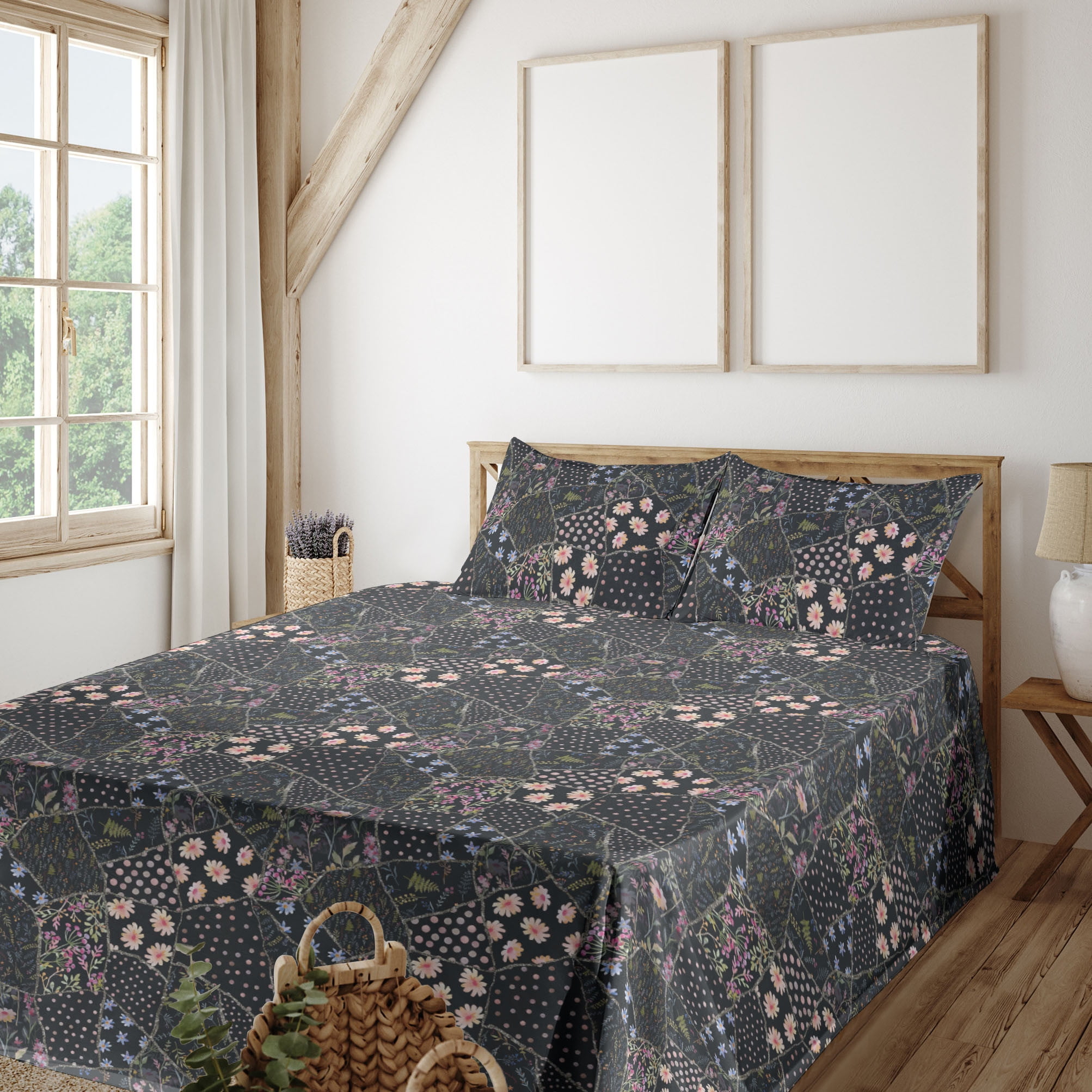 Nature Sheet Set, Colorful Hand-Drawn Flowers and Leaves Minimalist Art ...