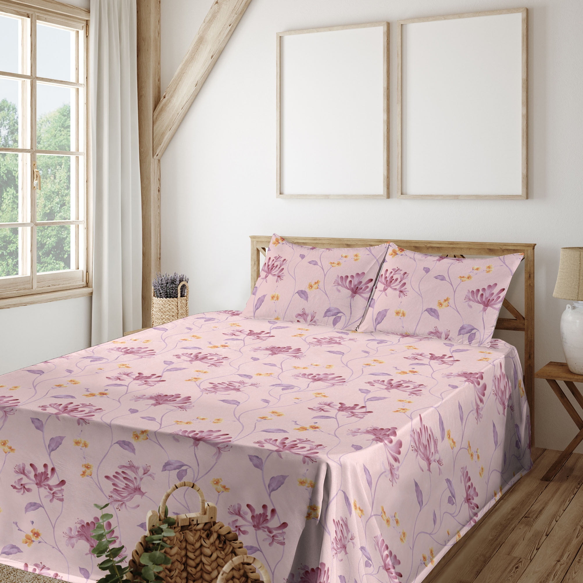 Nature Sheet Set, Floral Theme Colorful Tropical-Like Flowers and ...