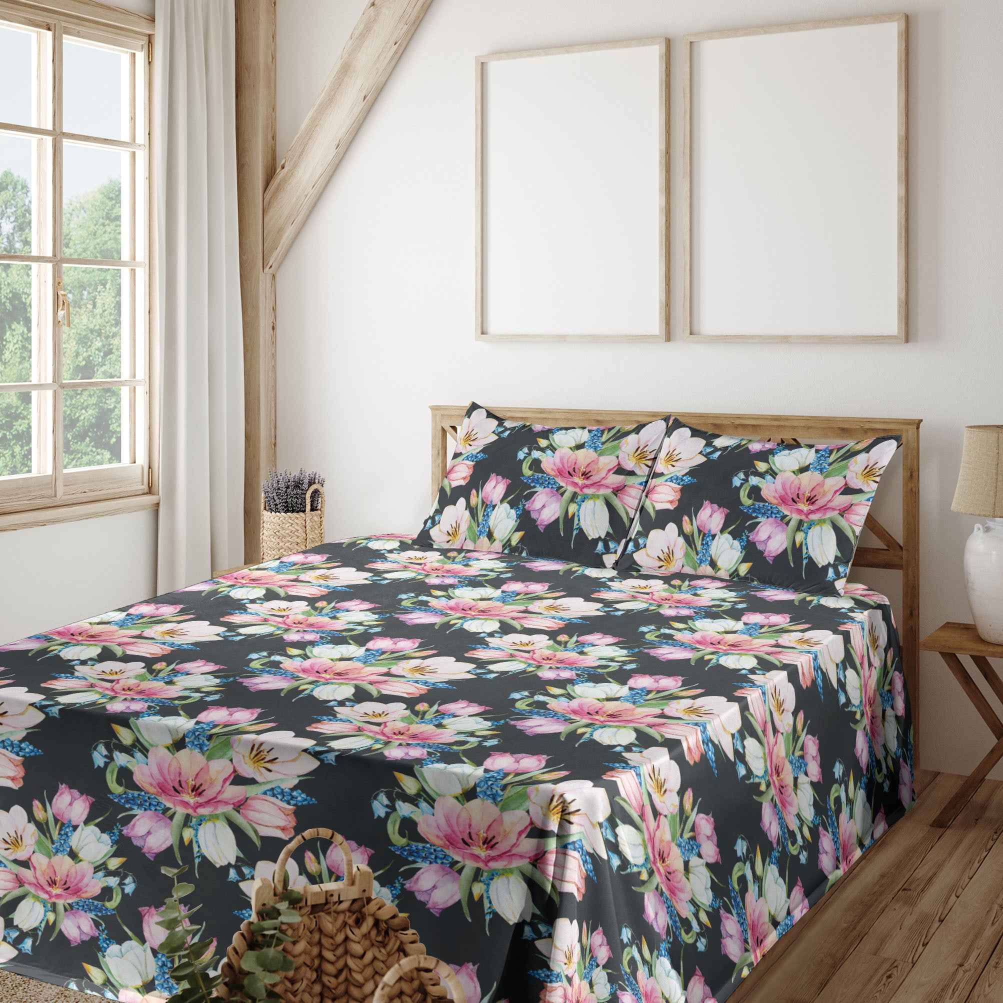 Nature Sheet Set, Spring Flowers with Leaves Repetitive Vintage ...