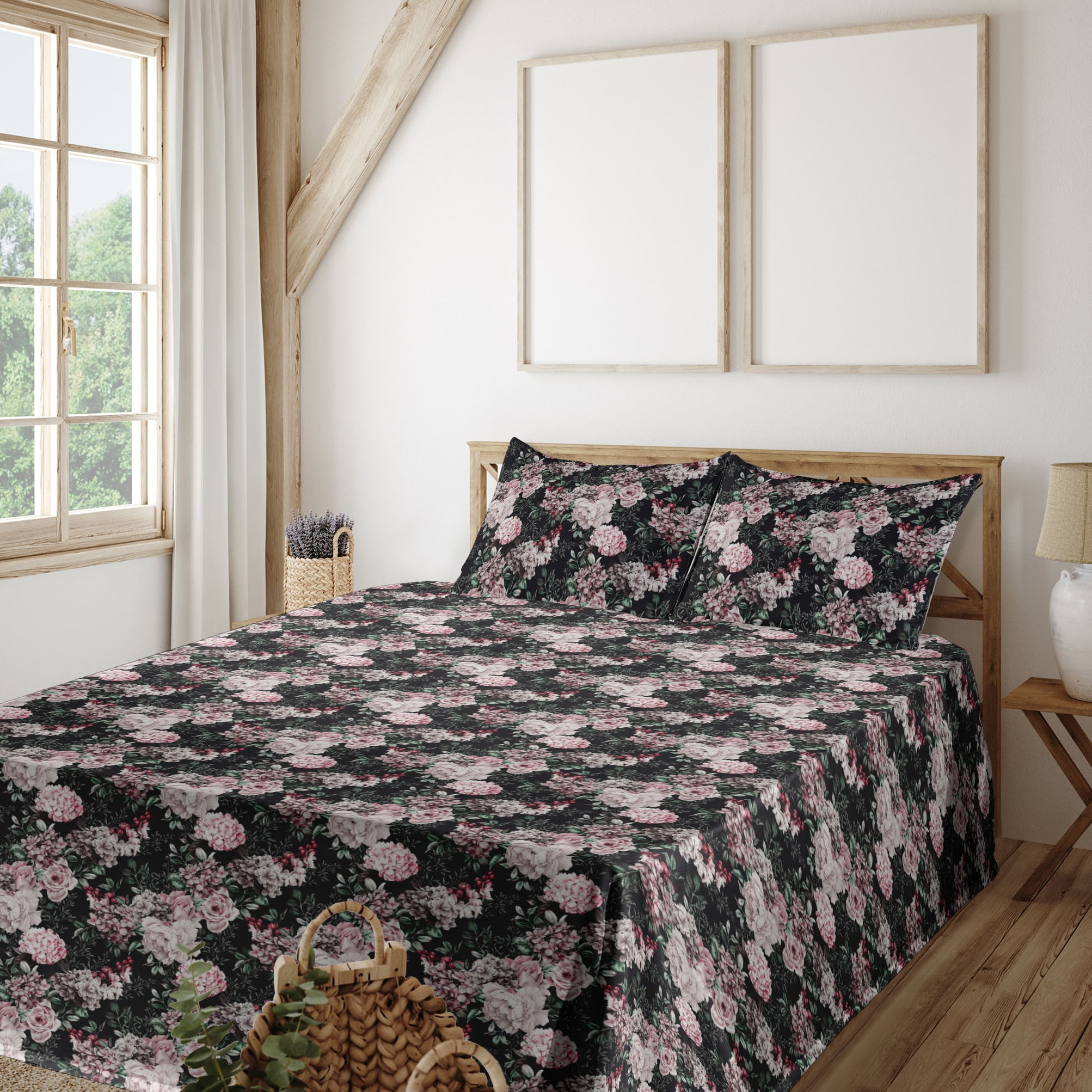 Ambesonne Nature Fitted & Flat Sheet with Shams 4 Pcs Set, Wild Exotic ...