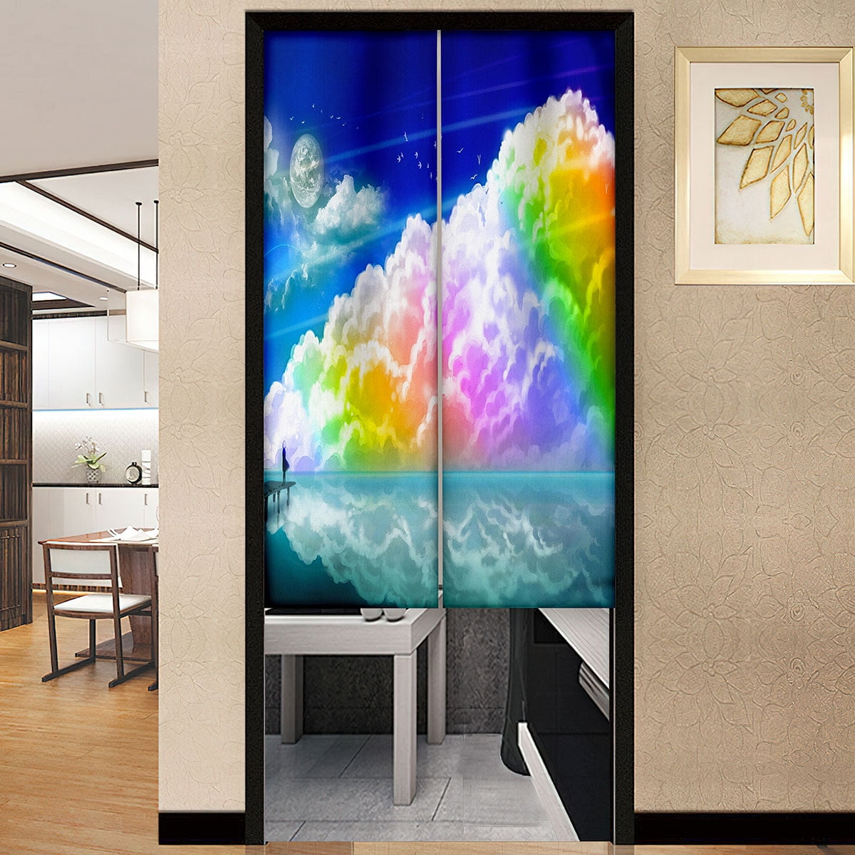 Nature Sky Clouds Printing Door Curtain Traditional Chinese Panel ...