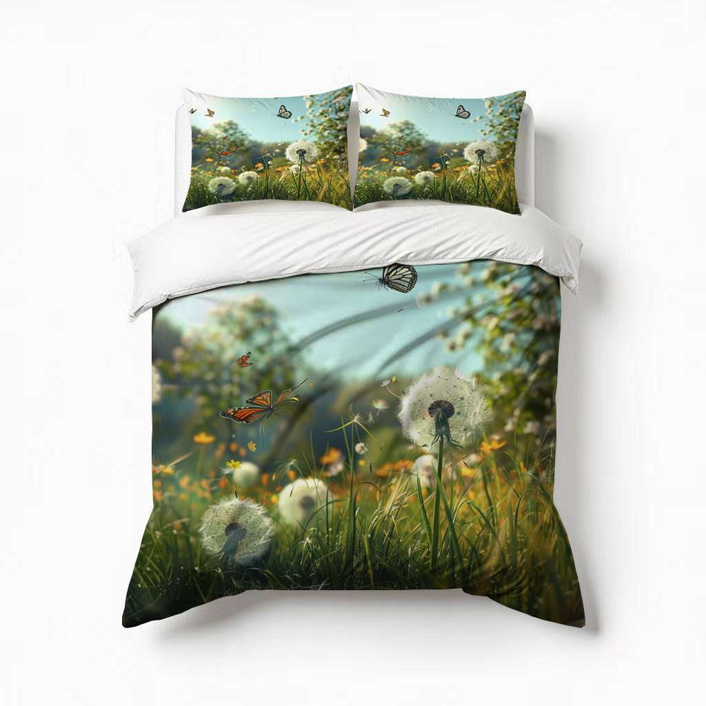 Nature Spring Summer Dandelion Blue Sky Bedding Set 3 Pcs Soft ...