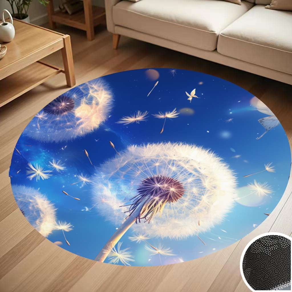 Nature Spring Summer Dandelion Blue Sky Round Carpet Living Room ...
