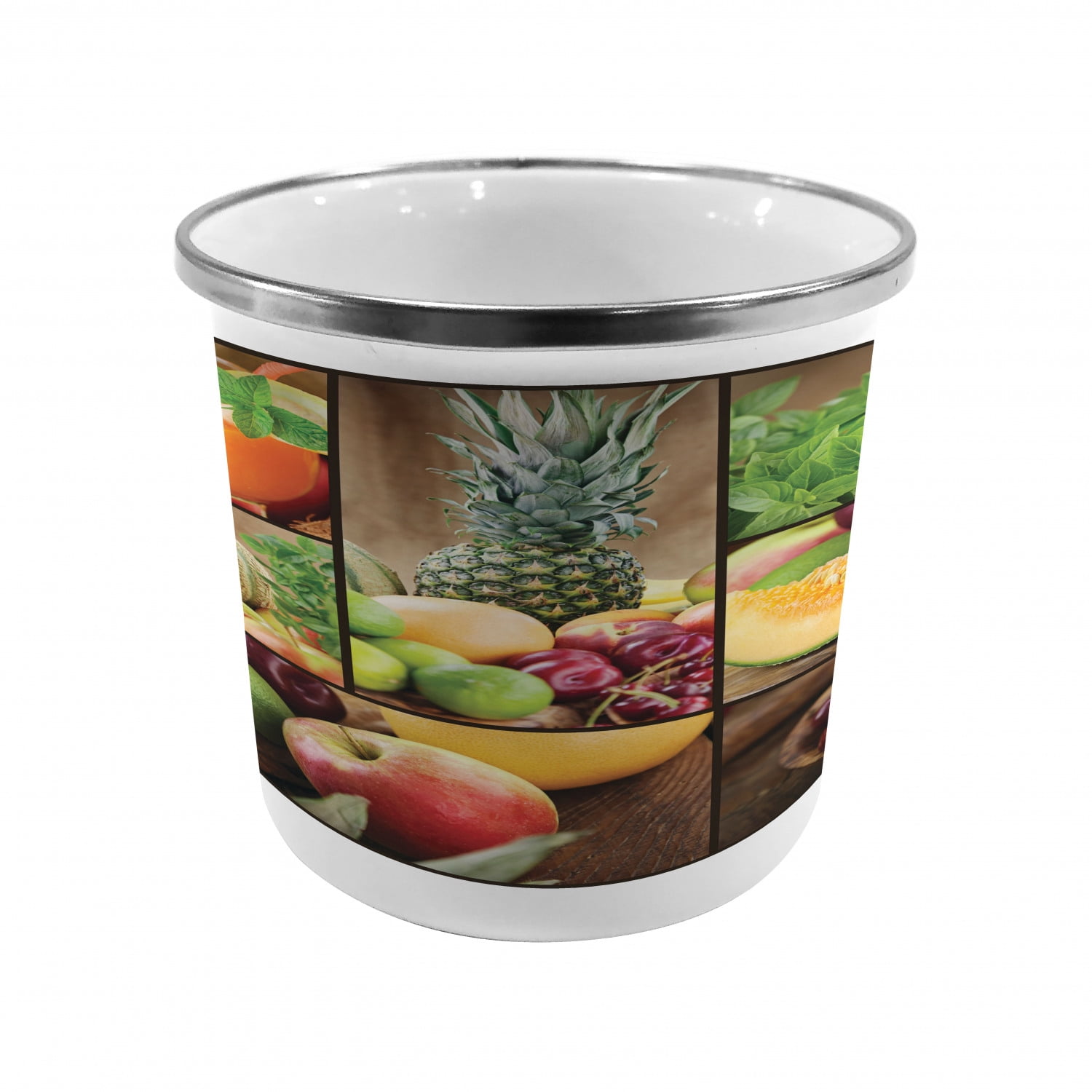 Nature Steel Camping Mug, Fruits Salad Themed Watermelon Pineapple ...