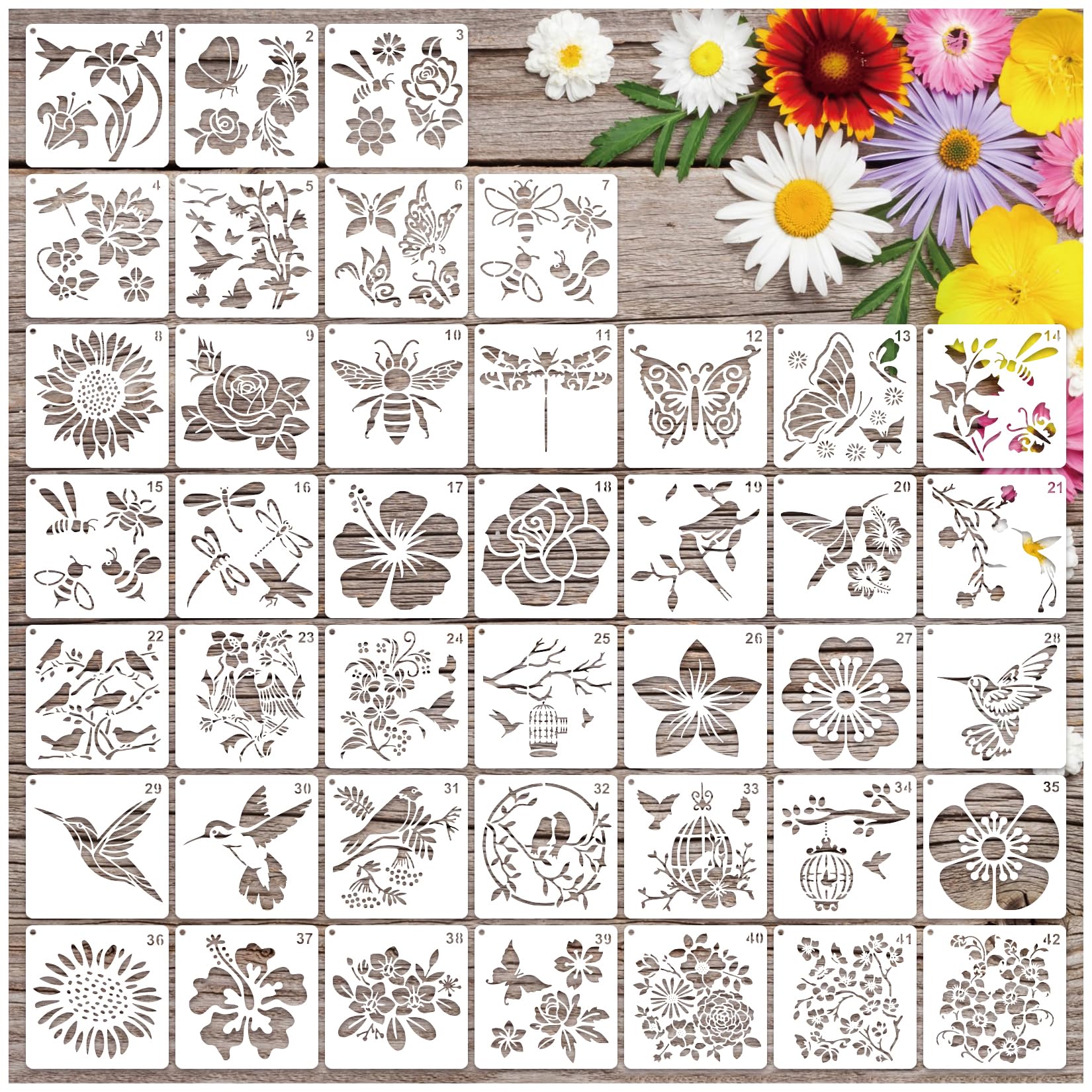 Nature Stencils for Crafts MMF7 Reusable Flower Floral Sunflower Spring ...