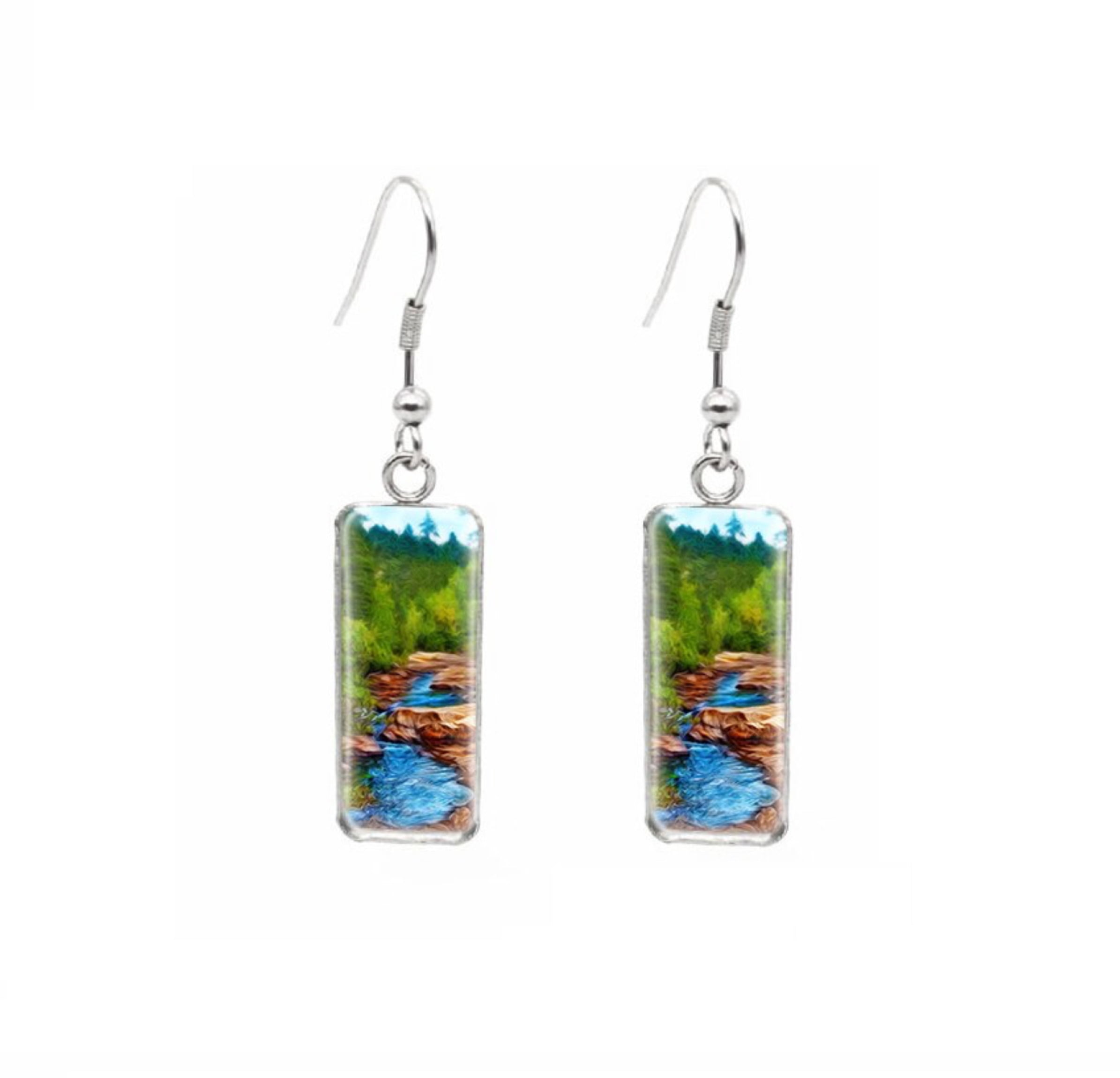 Nature Stream Trees Rectangular Drop Earrings - Walmart.com