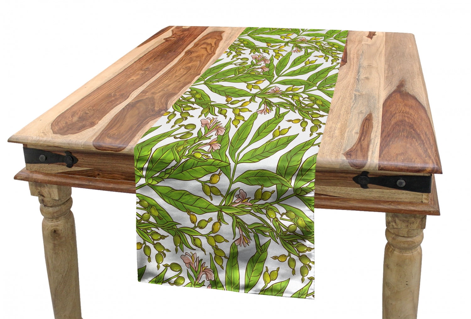 Nature Table Runner, Olive Tree Pattern Mediterranean Organic Food ...