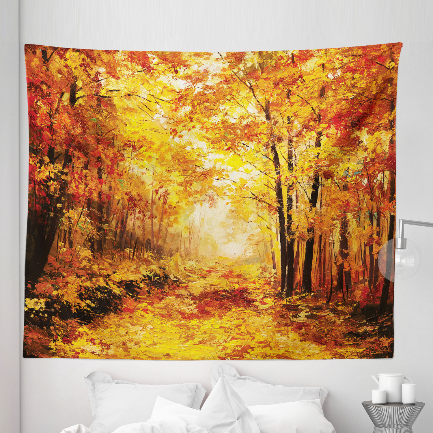 Nature Tapestry, Pale Shaded Autumn in the Forest Pastoral Calm Simple ...
