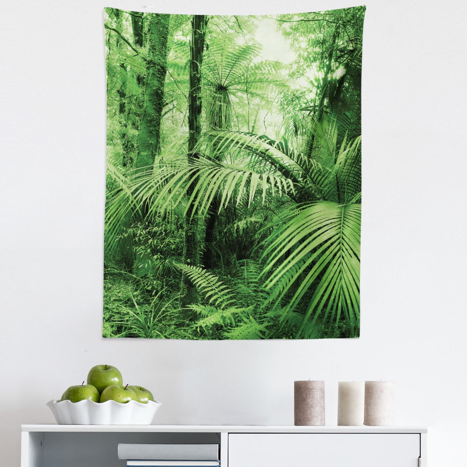 Nature Tapestry, Palm Trees and Exotic Plants in Tropical Jungle Wild ...