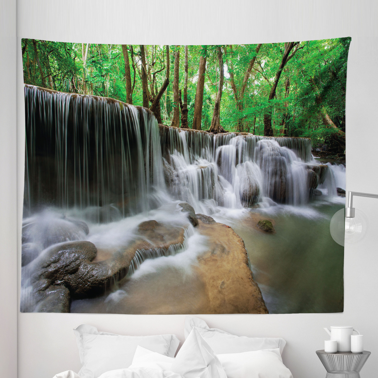 Nature Tapestry, Waterfall at Forest in Tropical Environment Unusual ...