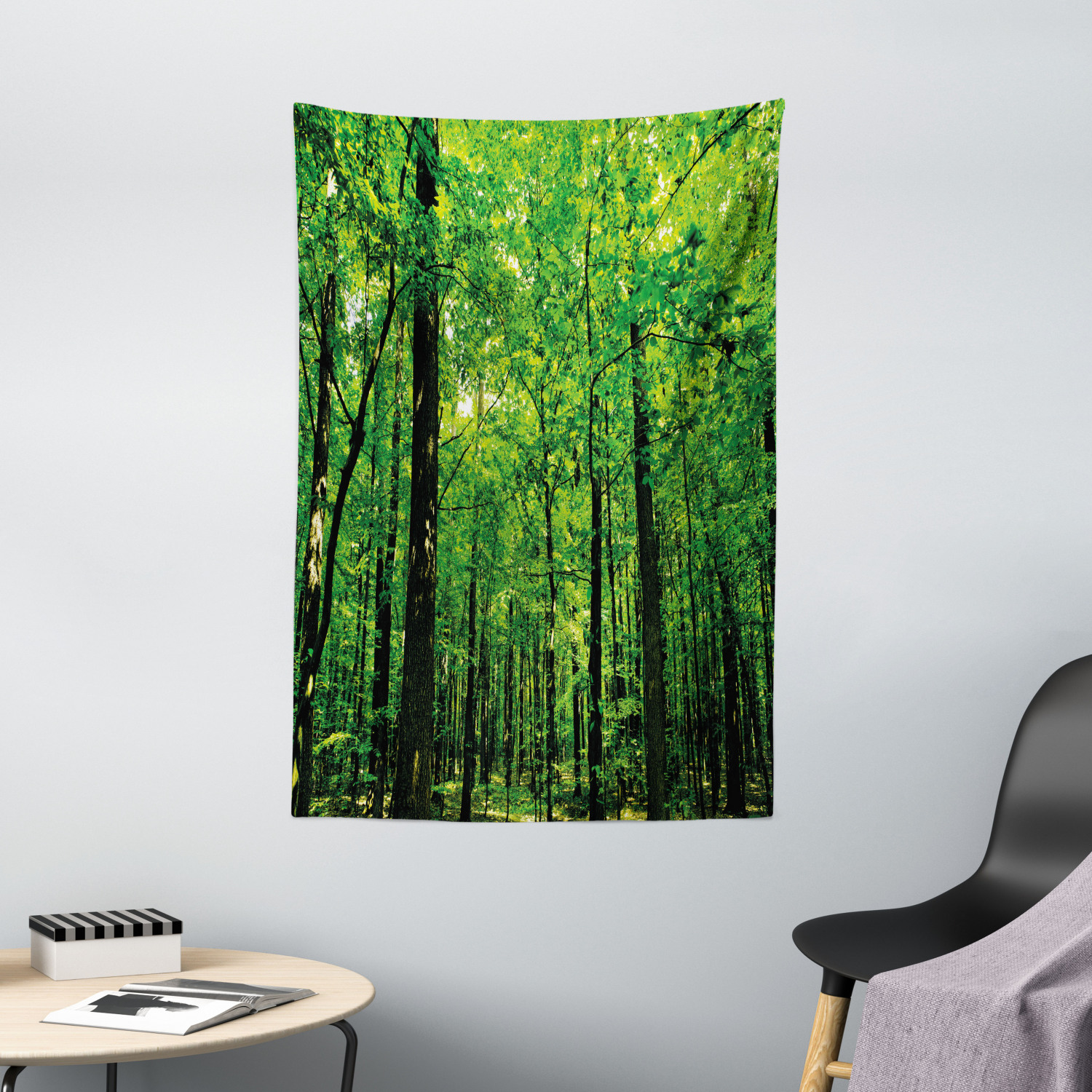 Nature Tapestry, Woodland Tree Forest Jungle in Sunny Day Mother Earth ...