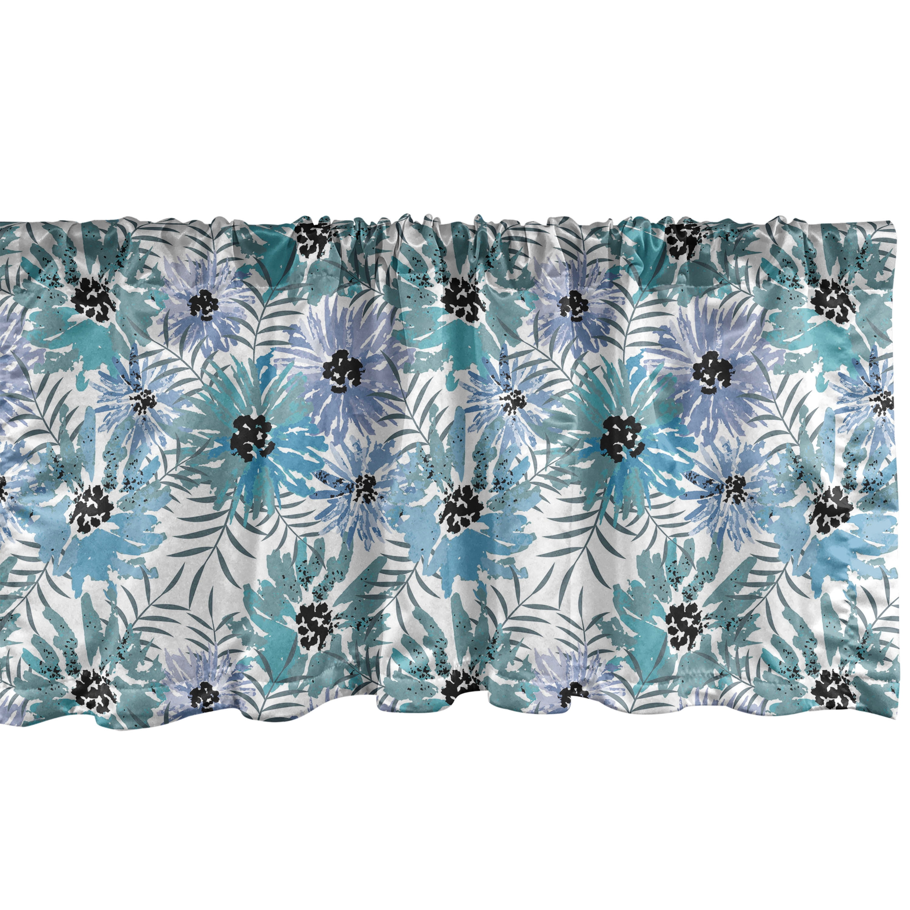 Nature Theme Window Valance, Watercolor Style Floral Drawings With ...