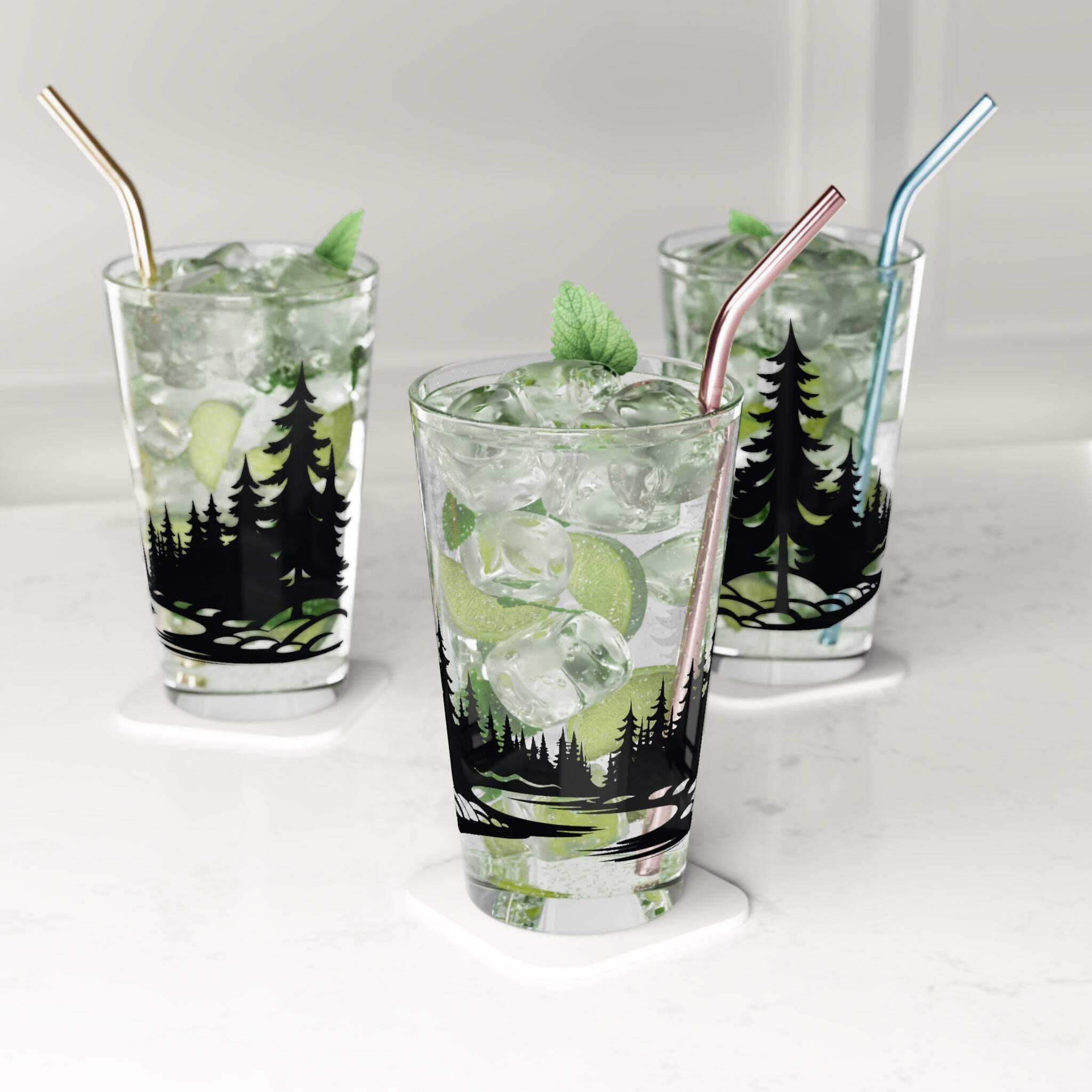 Nature Themed Pint Glasses, Forest Silhouette Pint Glasses - Walmart.com