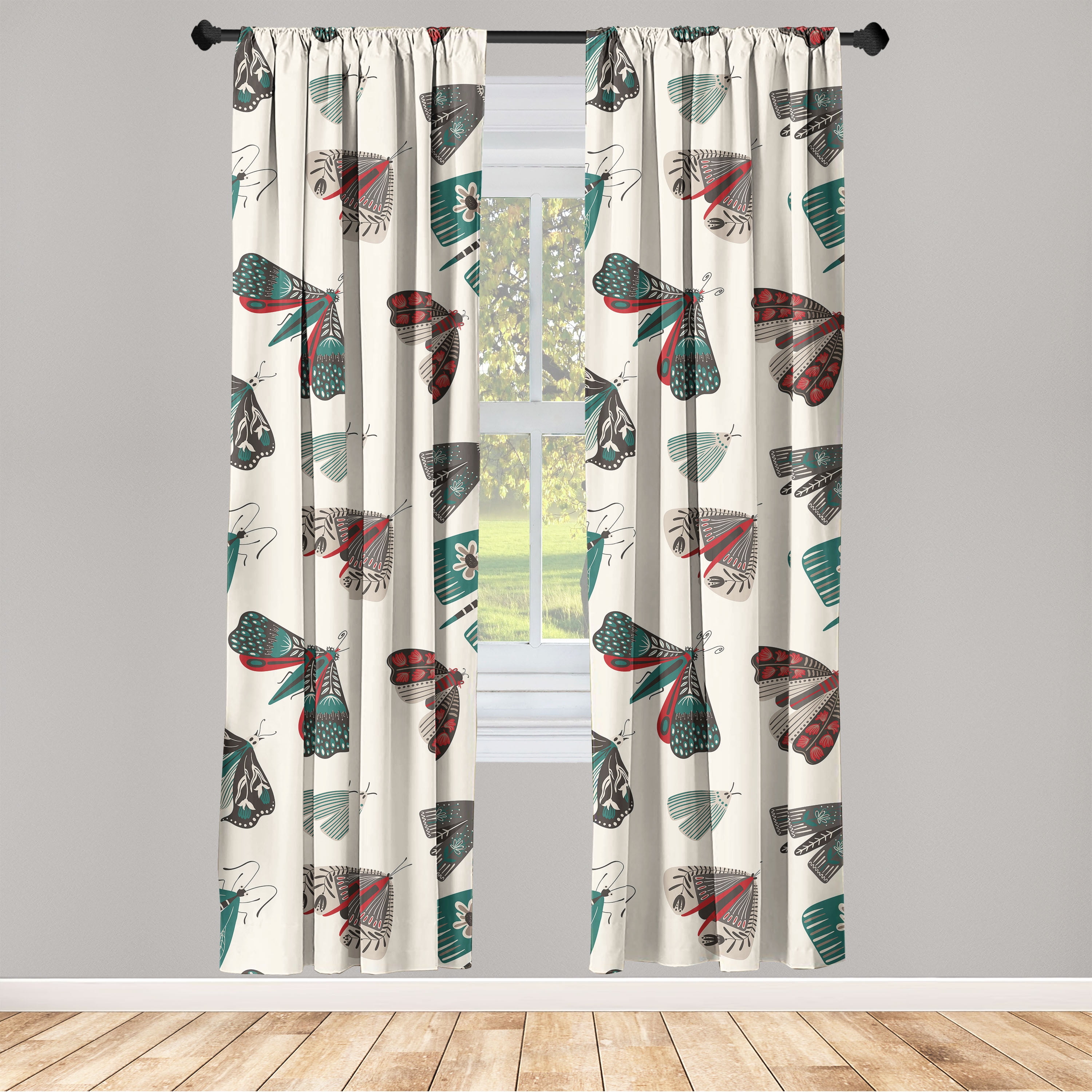 Nature Themed Window Curtains, Boho Tribal Traditional Butterfly ...