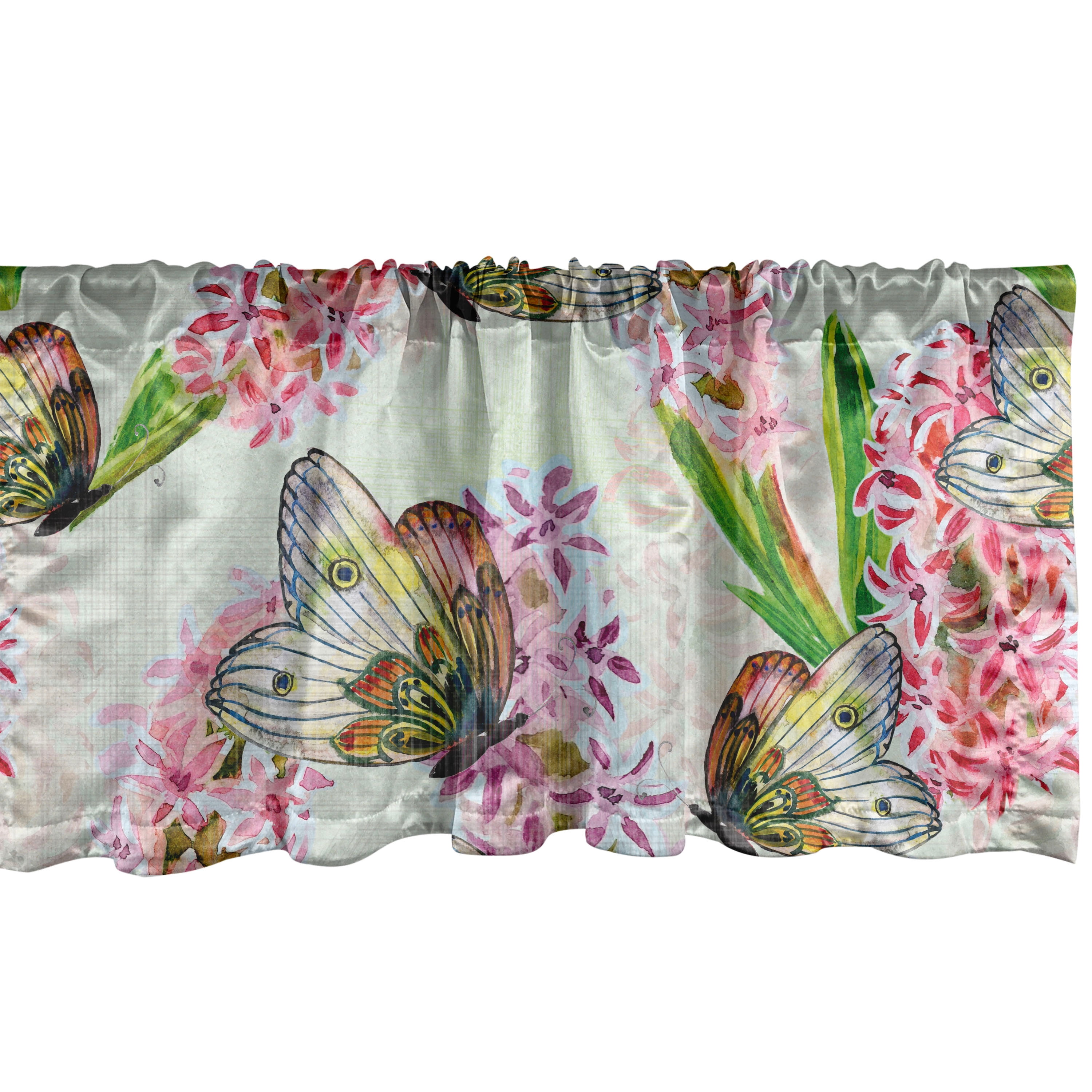 Nature Themed Window Valance, Colorful Design Butterfly Illustration ...