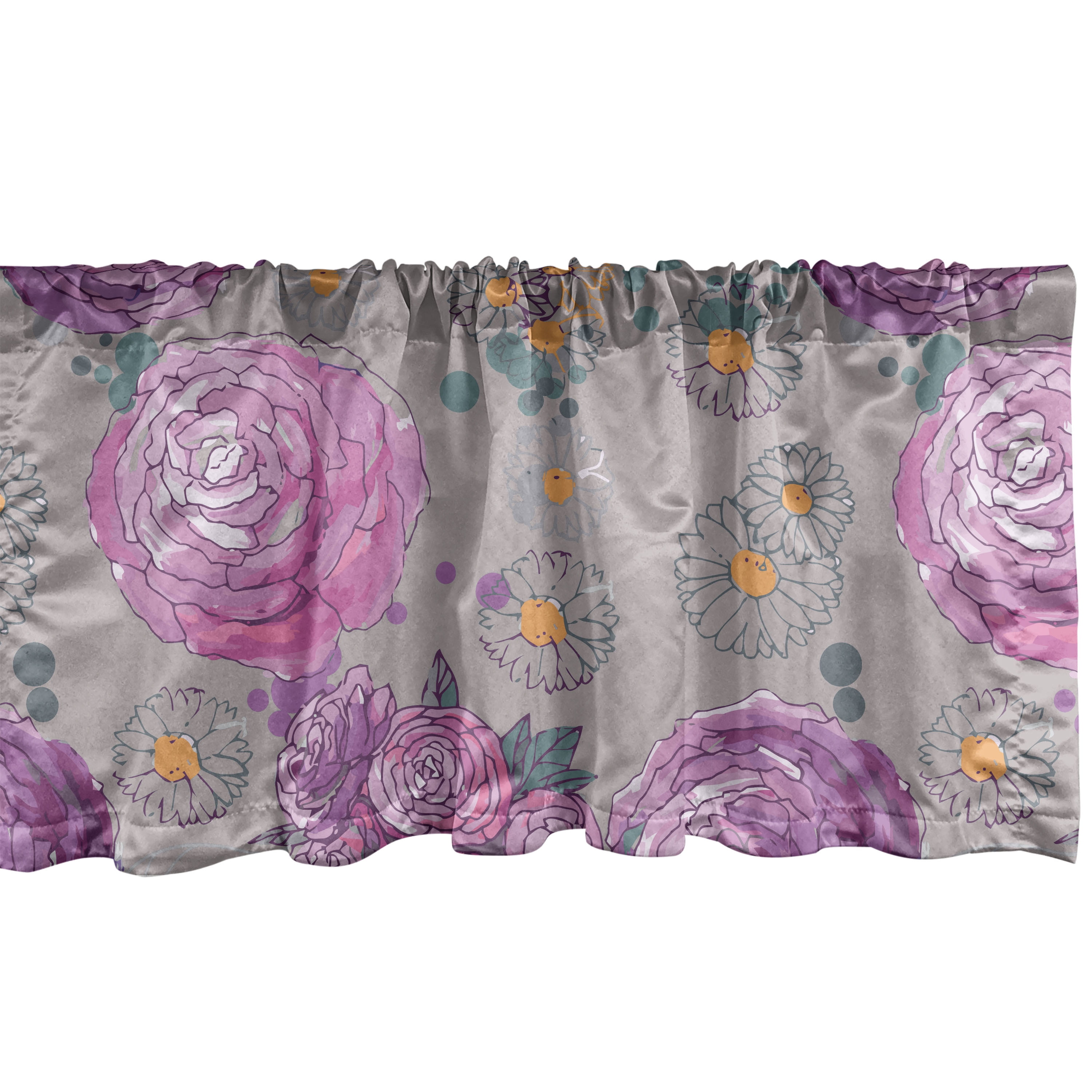 Nature Themed Window Valance, Garden Scene Spring Boho Chamomile and ...