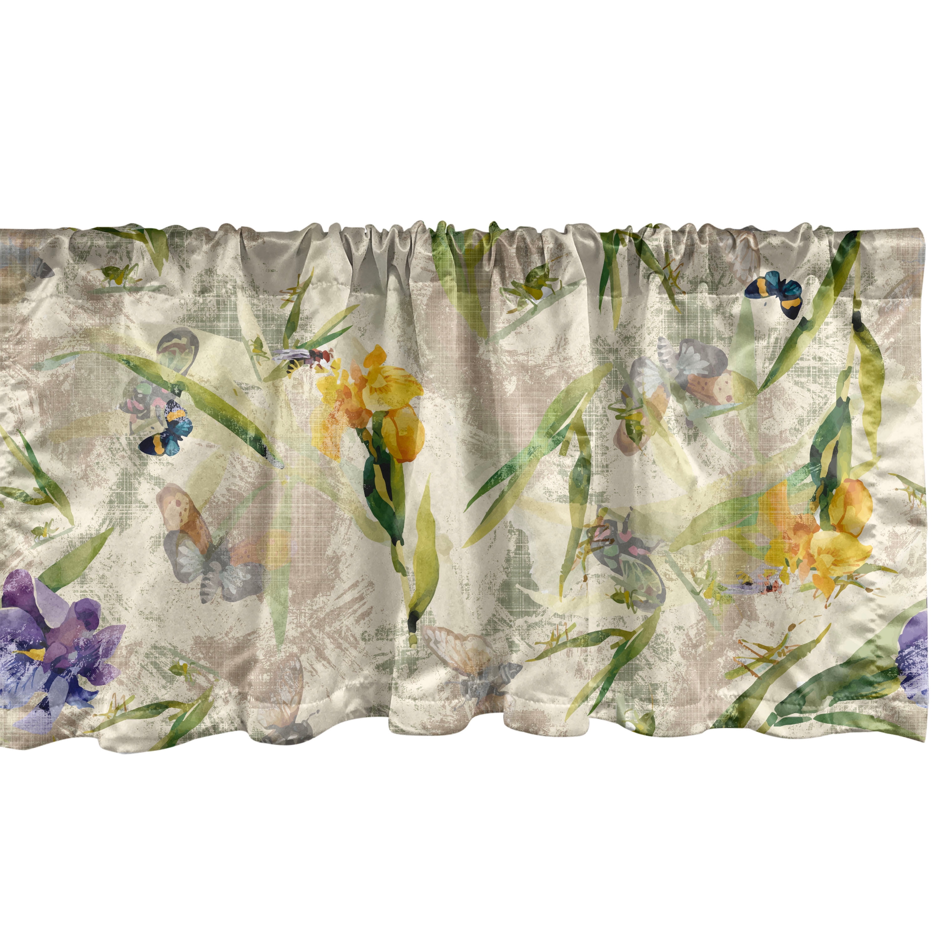Nature Themed Window Valance, Spring Silhouettes of Butterfly and Bees ...