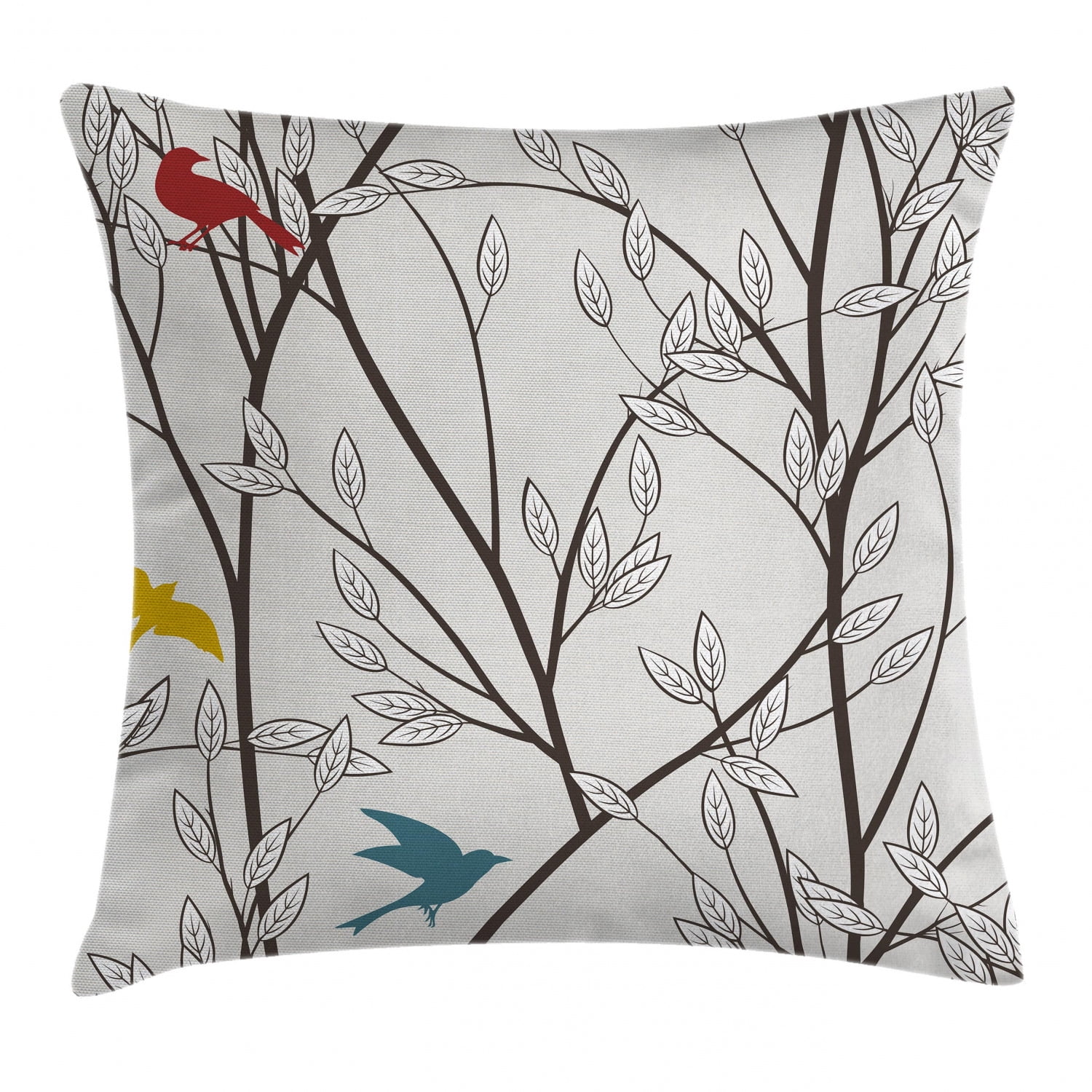 Nature Throw Pillow Cushion Cover, Birds Wildlife Cartoon Like Image ...