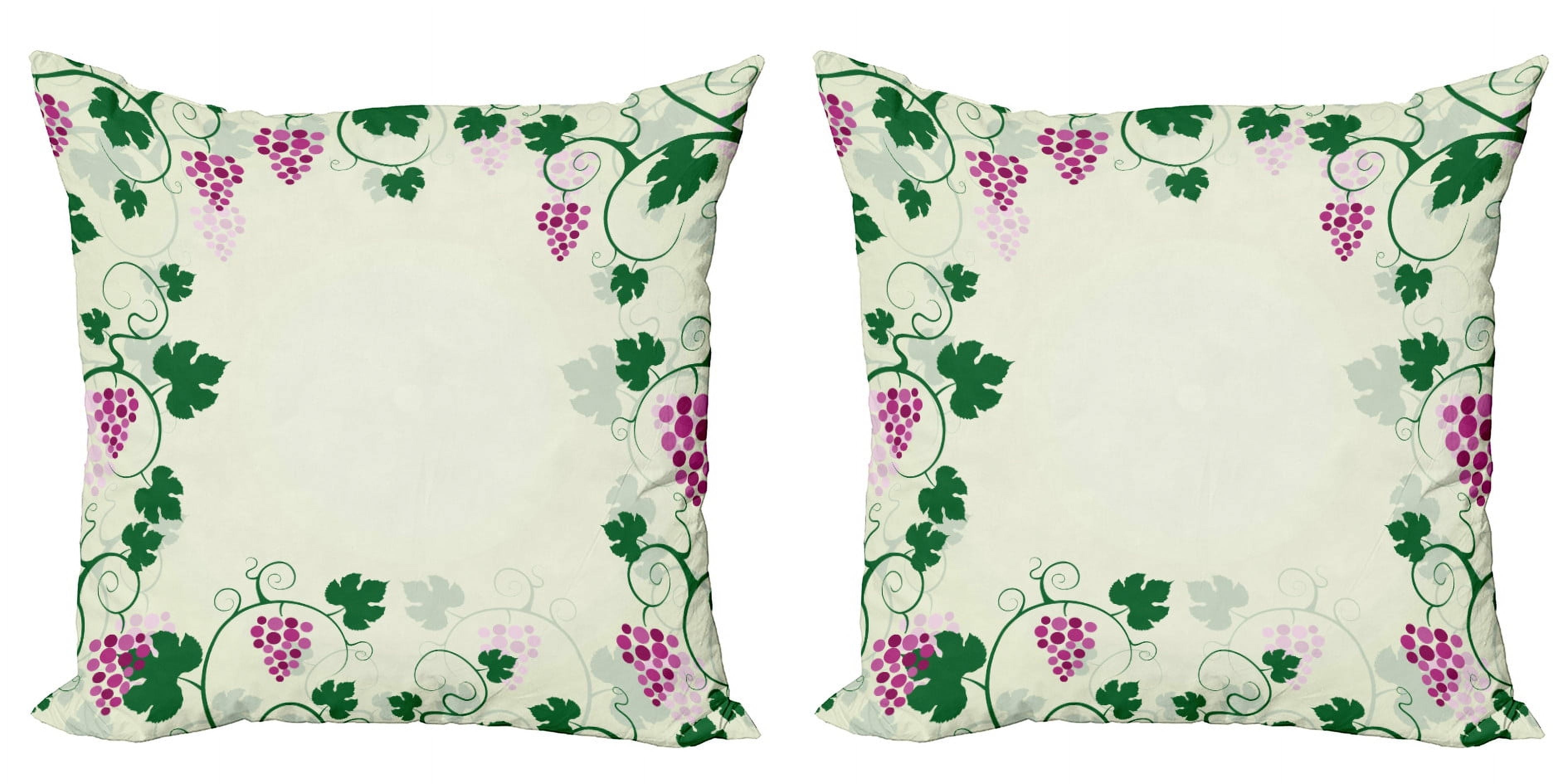 Ambesonne Nature Throw Pillow Cover 2 Pack, Grape Vines Fruit Garden ...