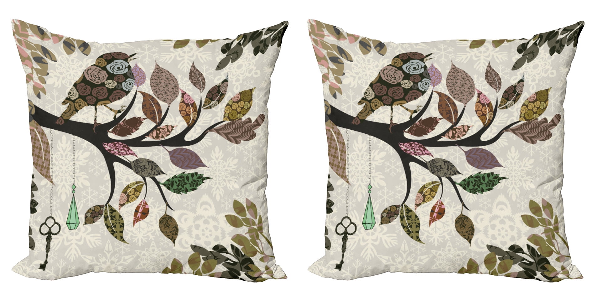 Ambesonne Nature Throw Pillow Cover 2 Pack, Spring Floral Birds French ...