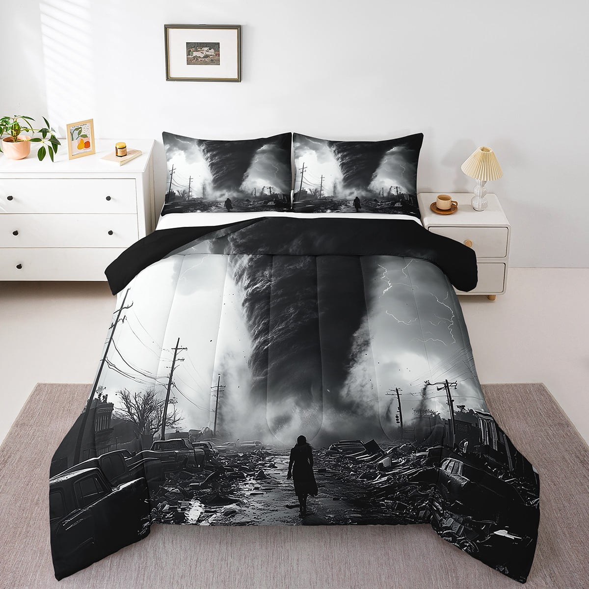 Nature Tornado Comforter Set Village Pattern Bedding Set 2 Pieces ...