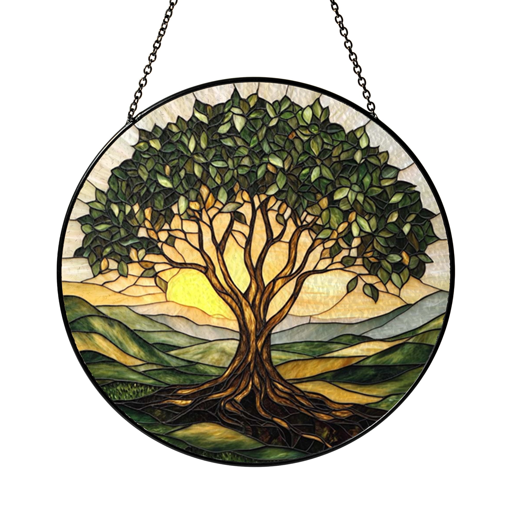 Nature Tree Pattern Stained Glass Style Suncatcher, Decorative Branch ...