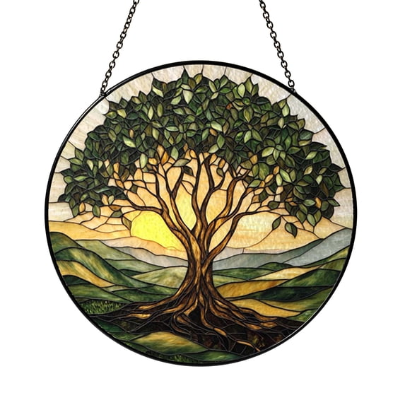 Nature Tree Pattern Stained Glass Style Suncatcher, Decorative Branch ...