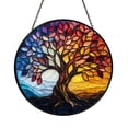 Nature Tree Silhouette Window Hanging – Stained Glass Style Art ...
